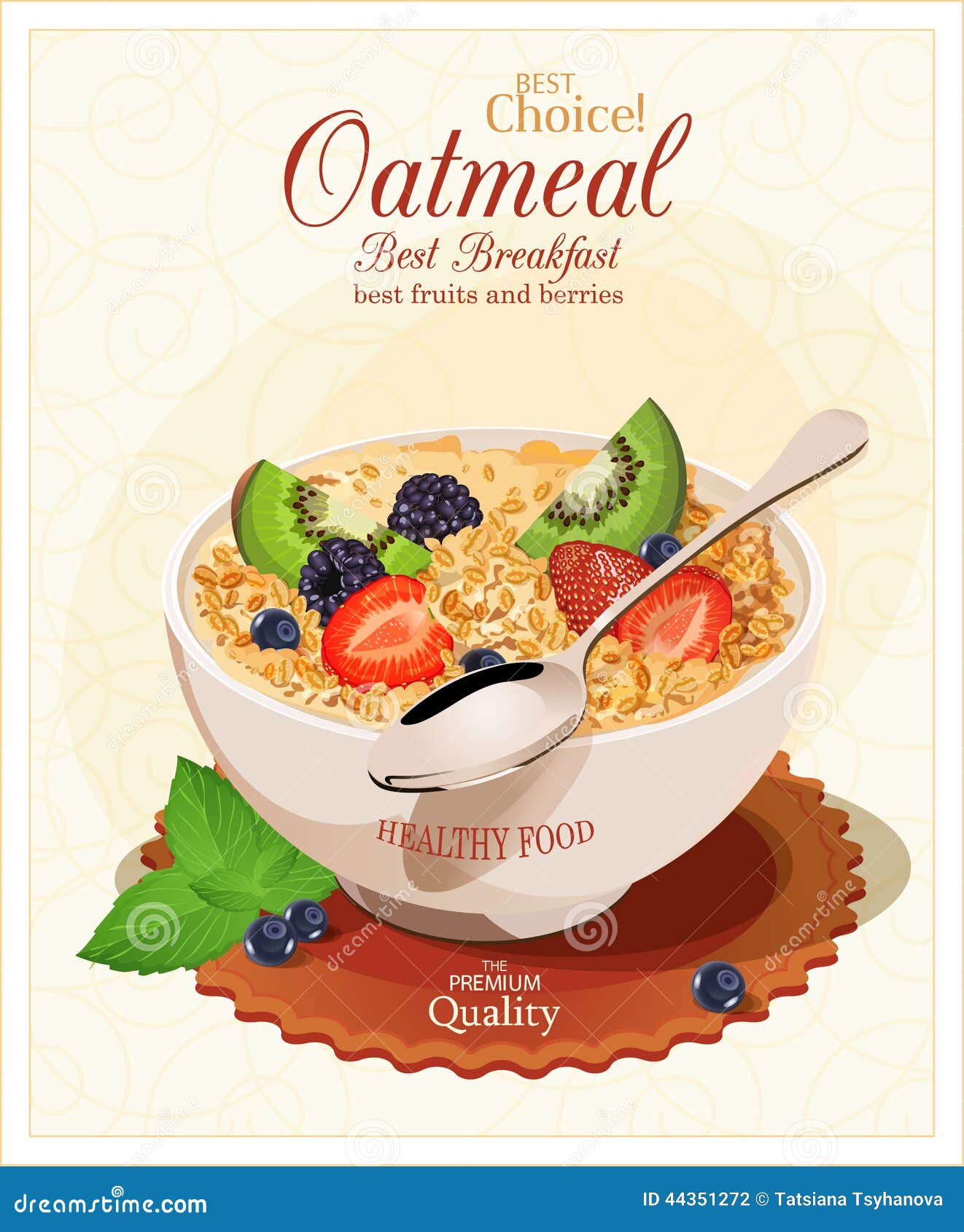 Muesli with Fruit and Berries. Stock Vector - Illustration of fruit ...