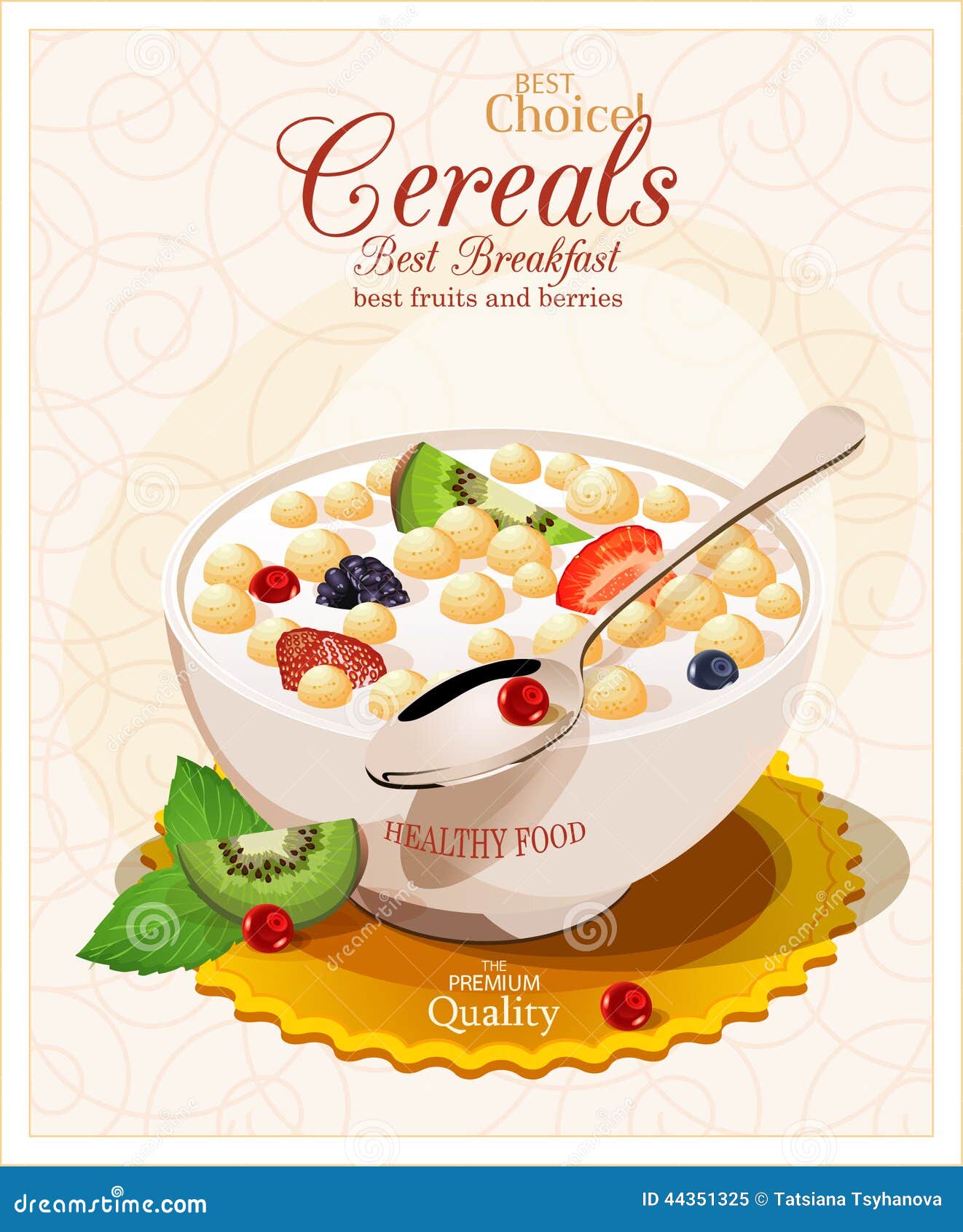 Muesli with Fruit and Berries. Stock Vector - Illustration of fresh ...