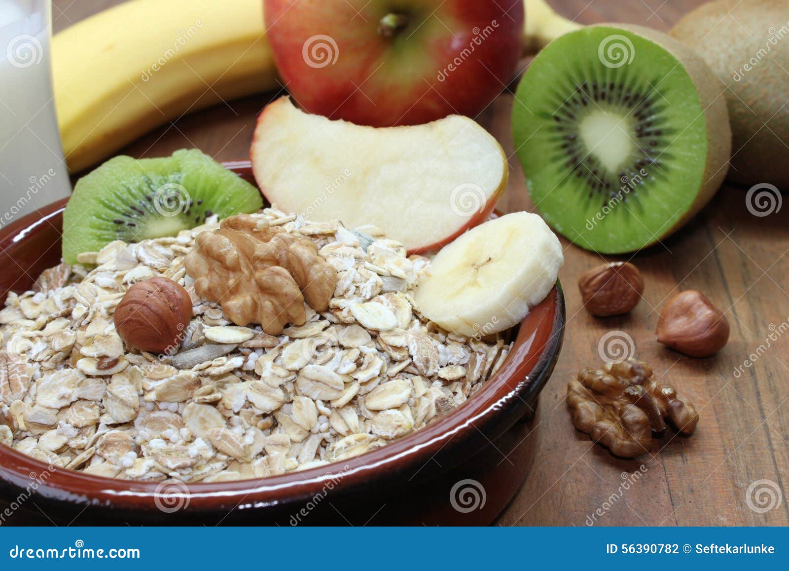 Muesli with fruit stock photo. Image of nuts, kitchen - 56390782