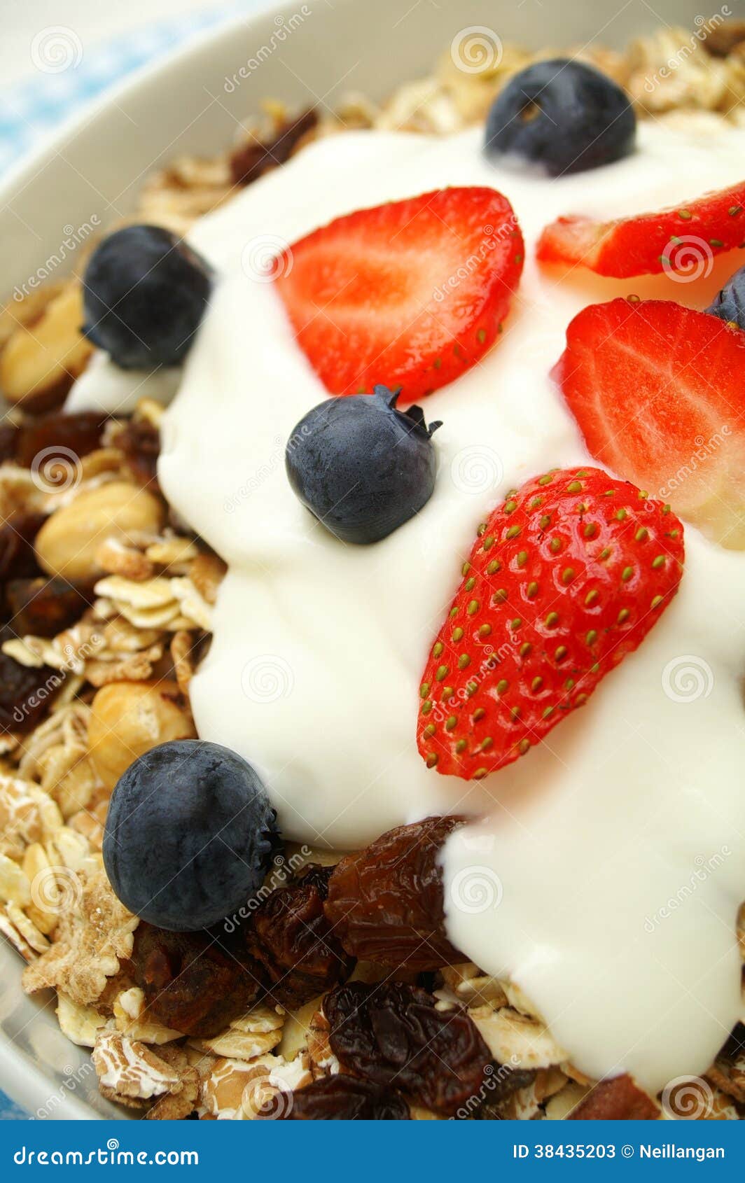 Muesli with Fruit and Yogurt in Bowl Stock Image - Image of fresh ...