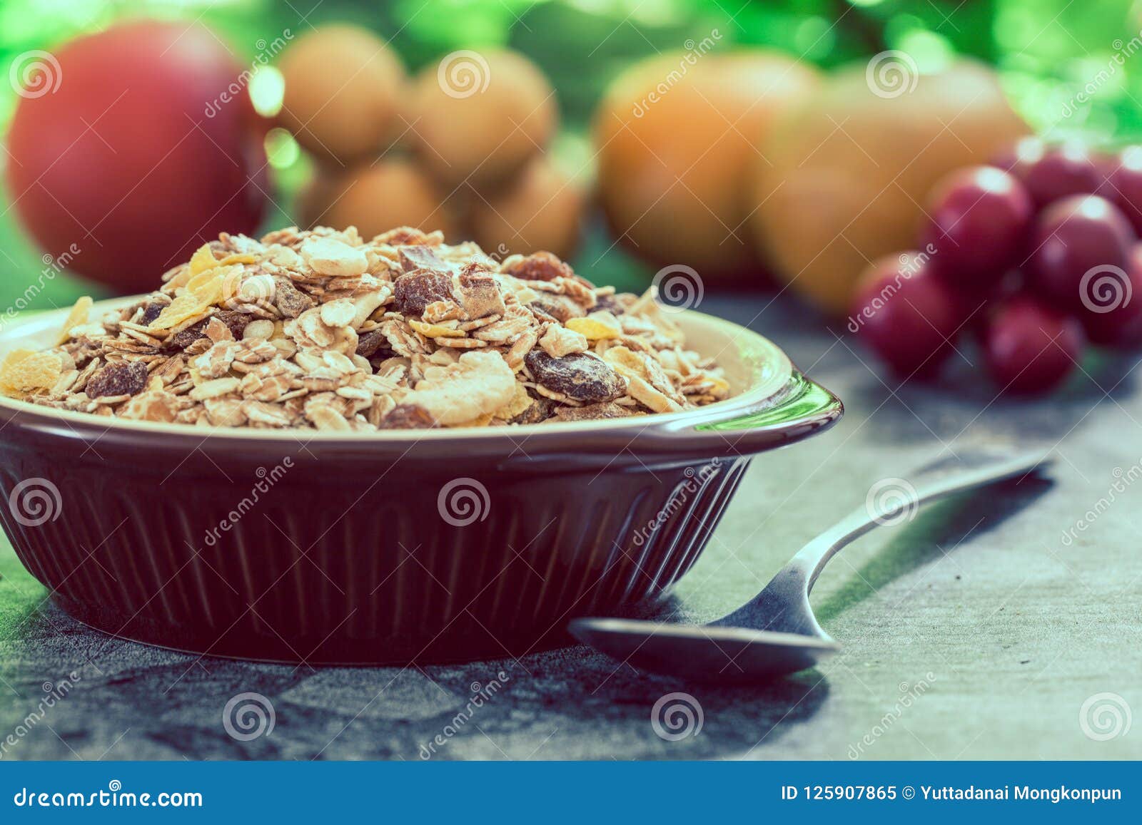 Muesli with fruits stock image. Image of musli, oatmeal - 125907865