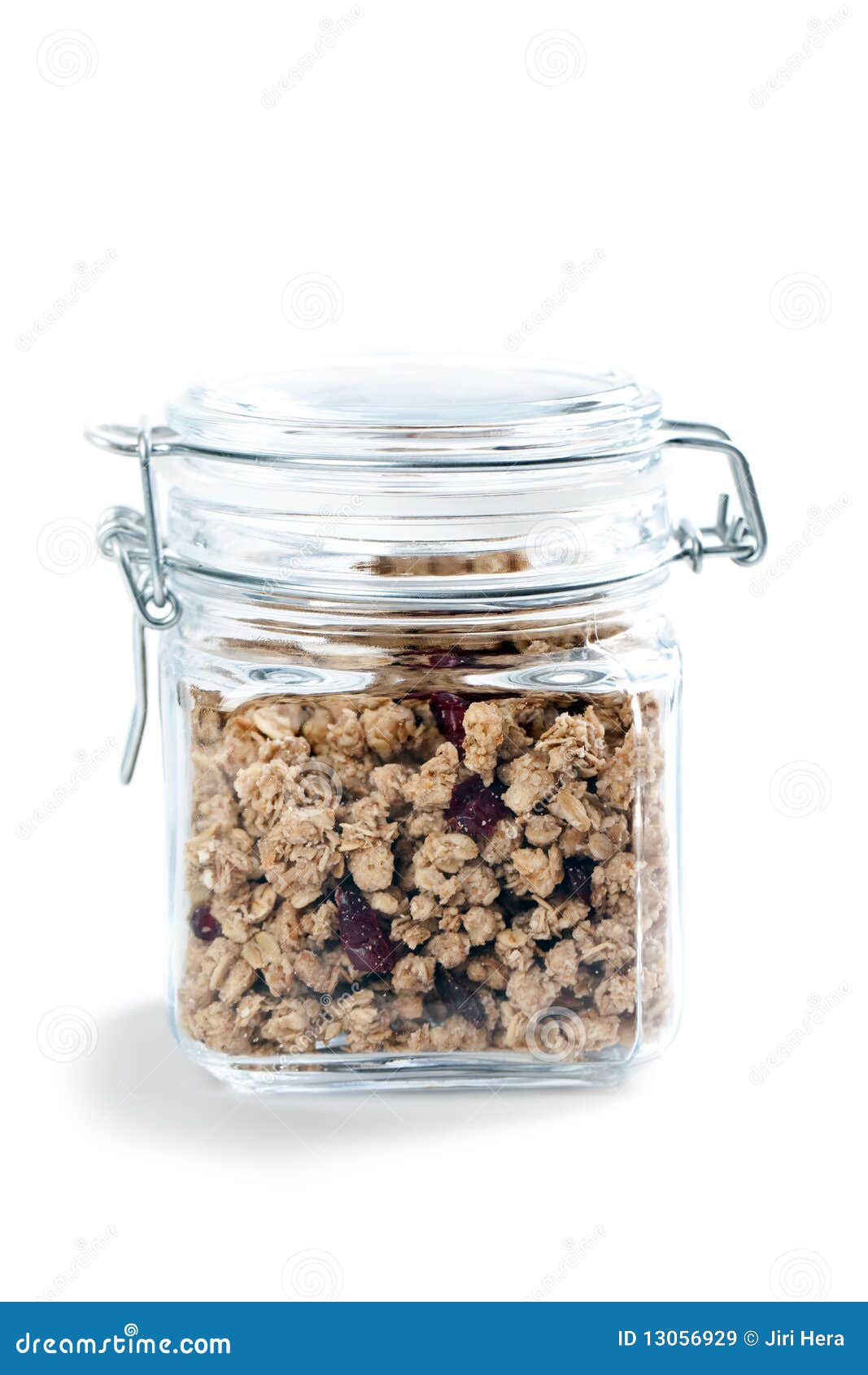 Muesli in glass jar stock image. Image of grain, ingredient - 13056929