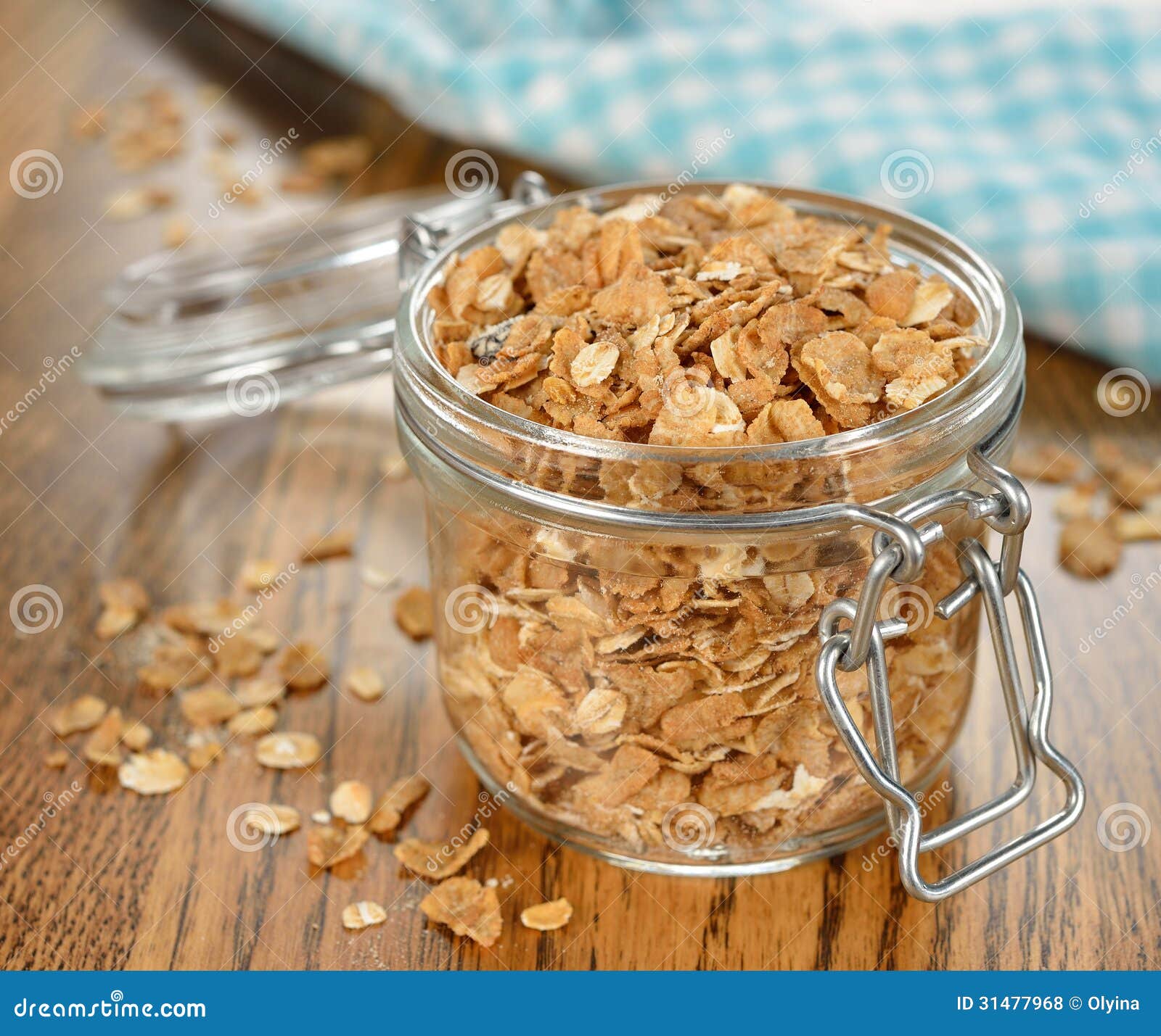 Muesli in a glass jar stock photo. Image of edible, close - 31477968
