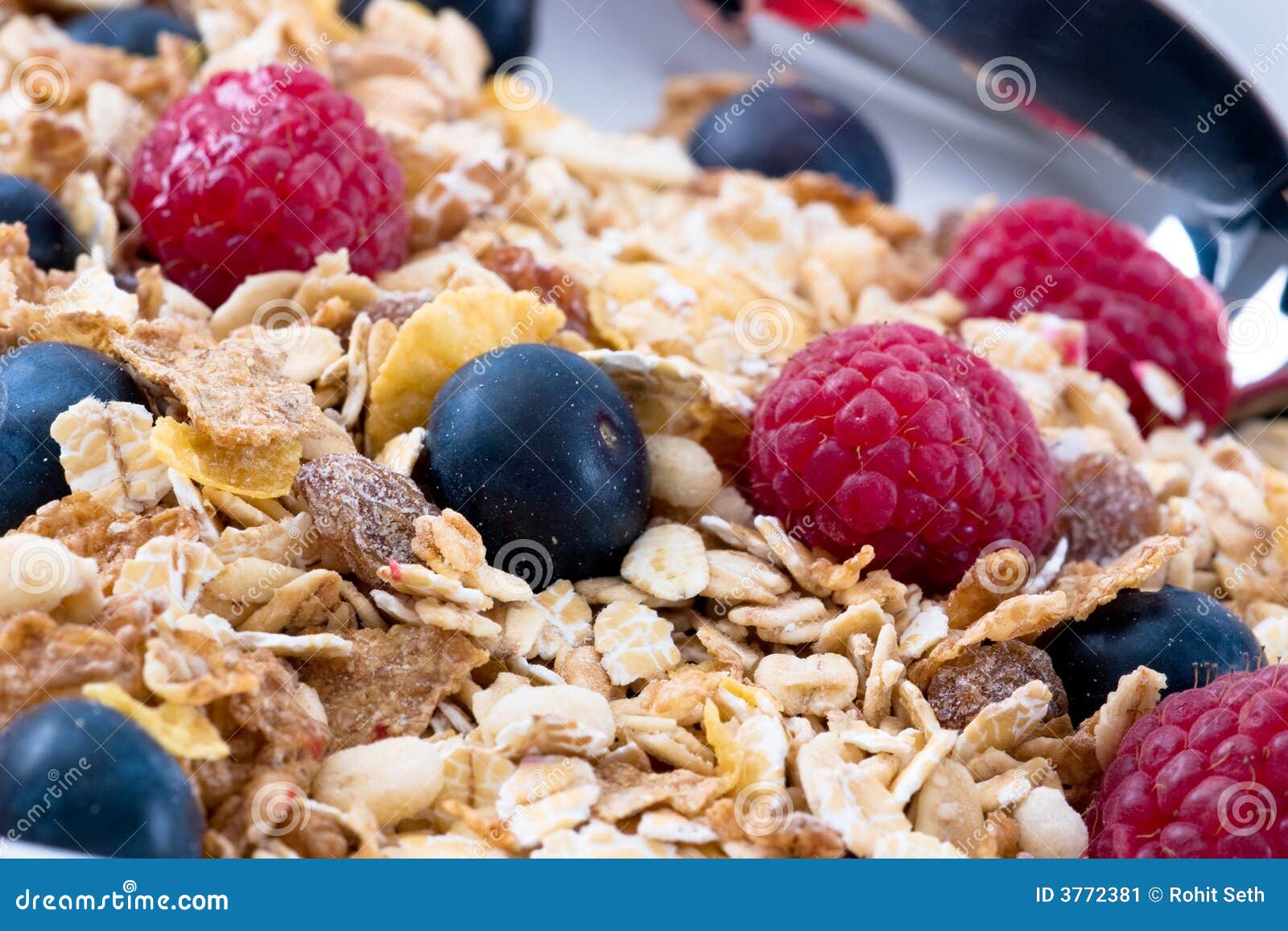 Muesli with Raspberries and Blueberries Stock Image - Image of detail ...