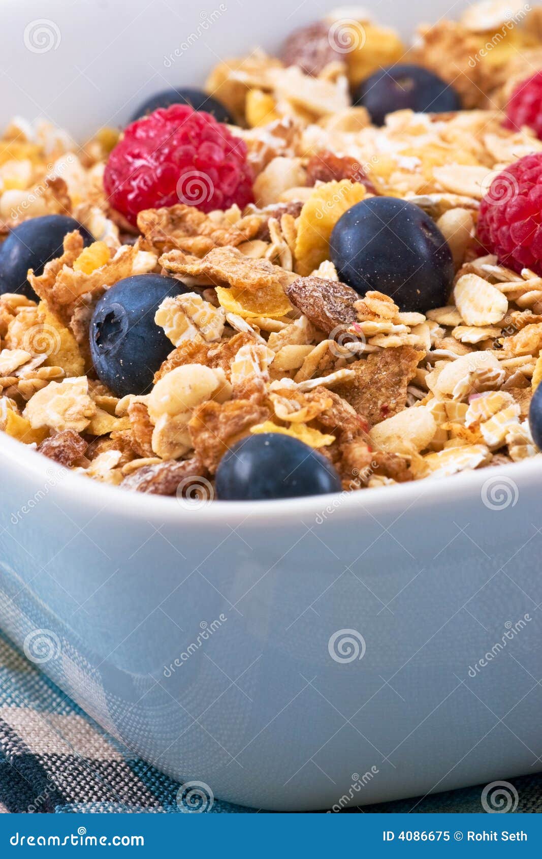 Muesli with Raspberries and Blueberries Stock Image - Image of health ...