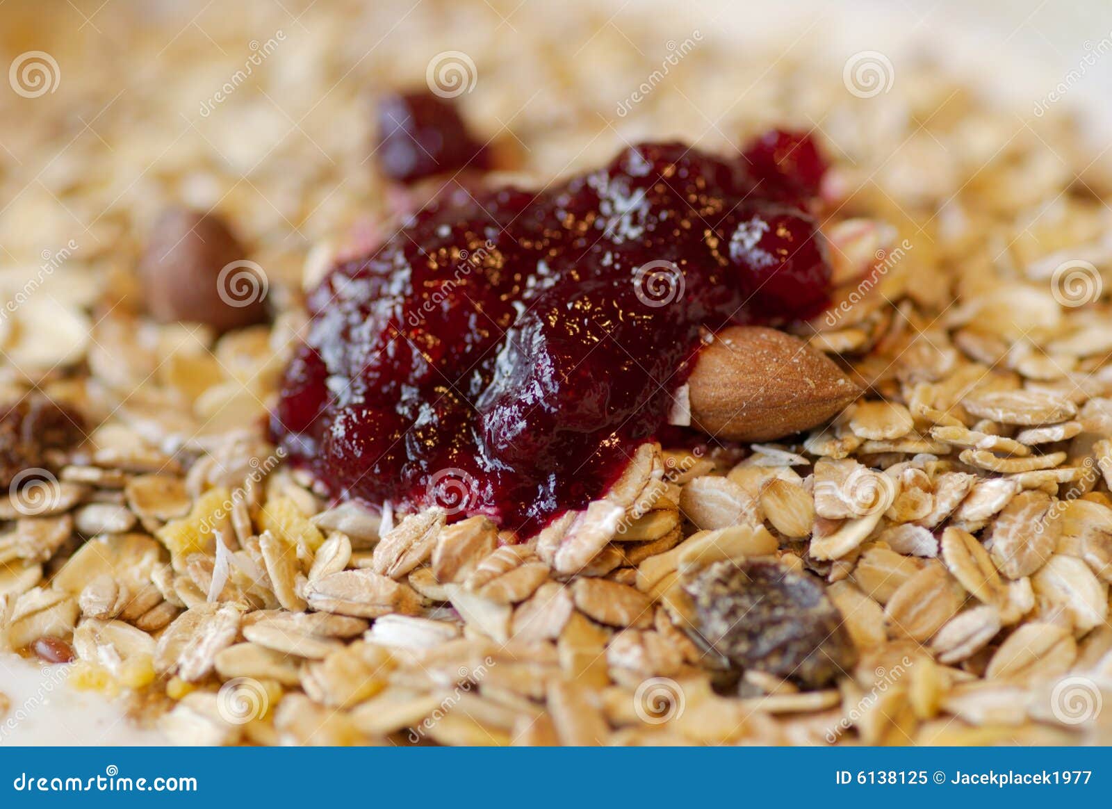Muesli with raspberry jam stock image. Image of lifestyle - 6138125