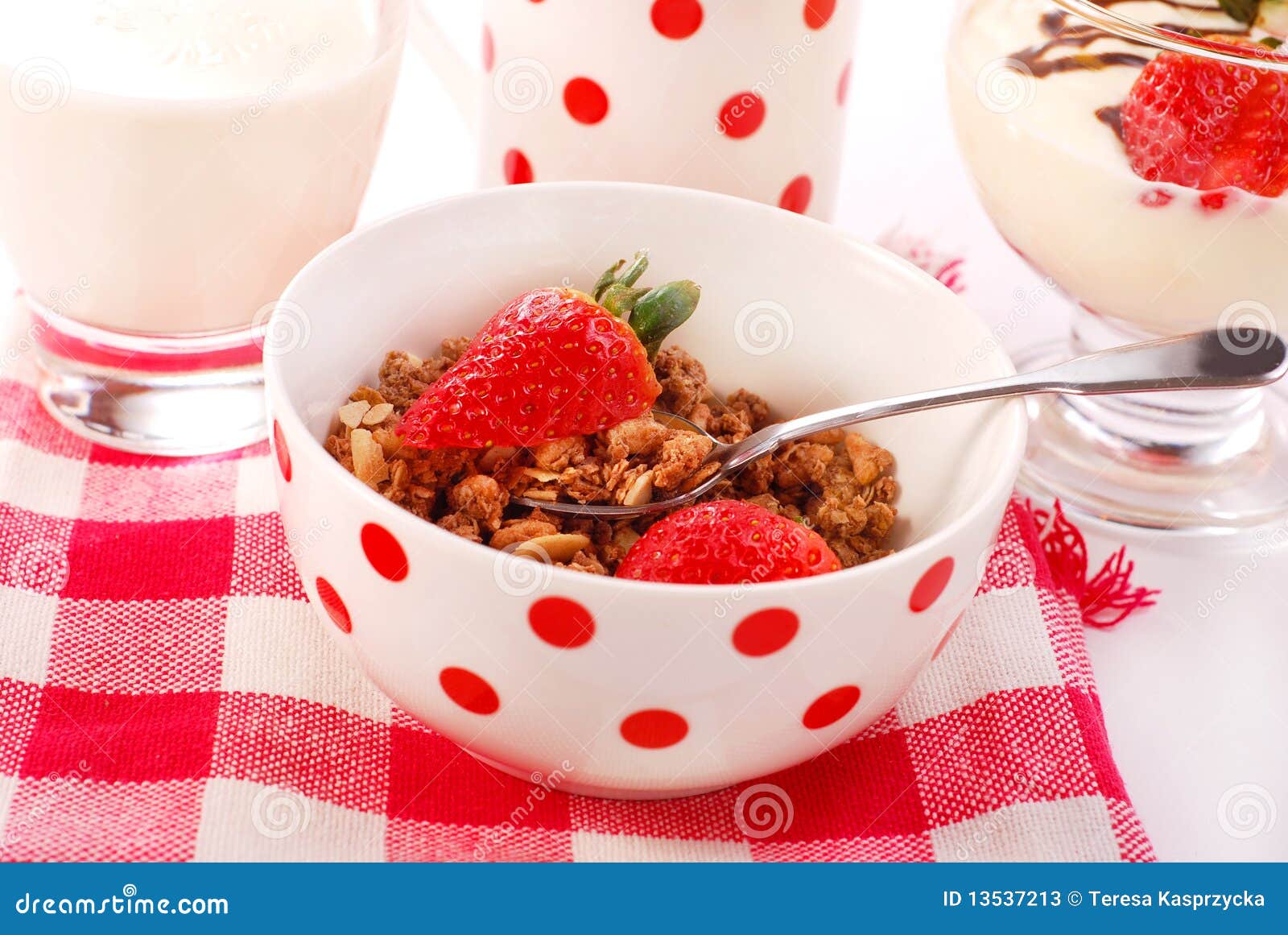 Muesli with strawberry stock image. Image of dairy, fruit - 13537213