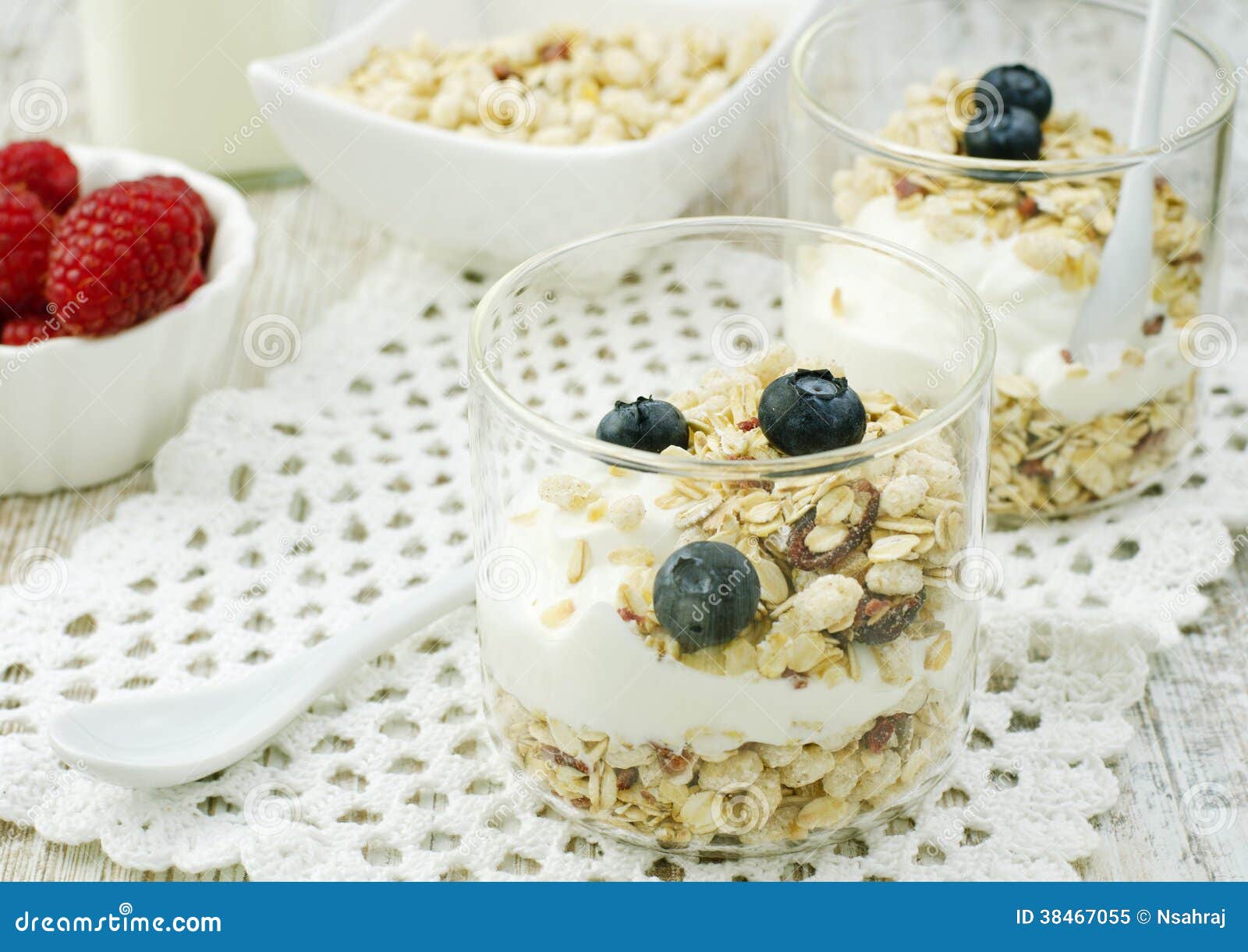 Muesli with Yogurt and Berries Stock Image - Image of nutrition, snack ...