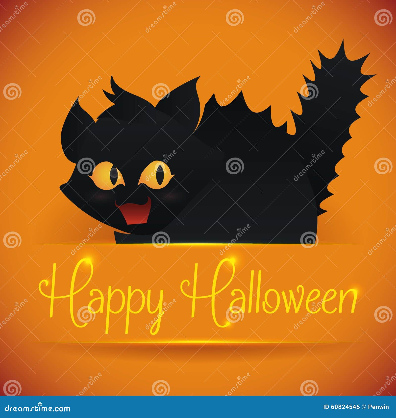 Muestra Asustada Linda De Kitty with Halloween, Ejemplo Del Vector ...