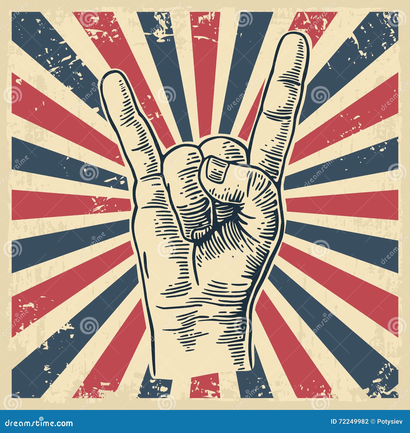 Muestra De La Mano Del Rock-and-roll Ilustración del Vector ...