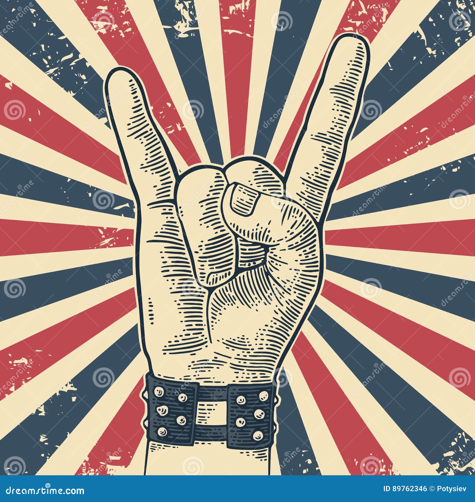 Muestra De La Mano Del Rock-and-roll Ilustración del Vector ...