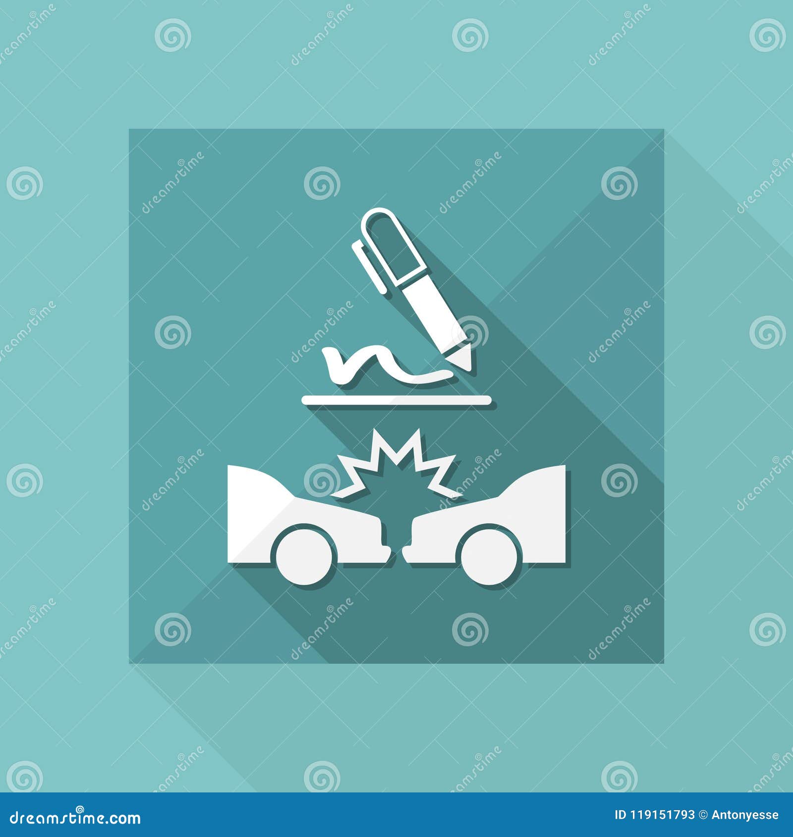 Muestra Del Documento Del Choque De Coche - Icono Plano Del Vector ...
