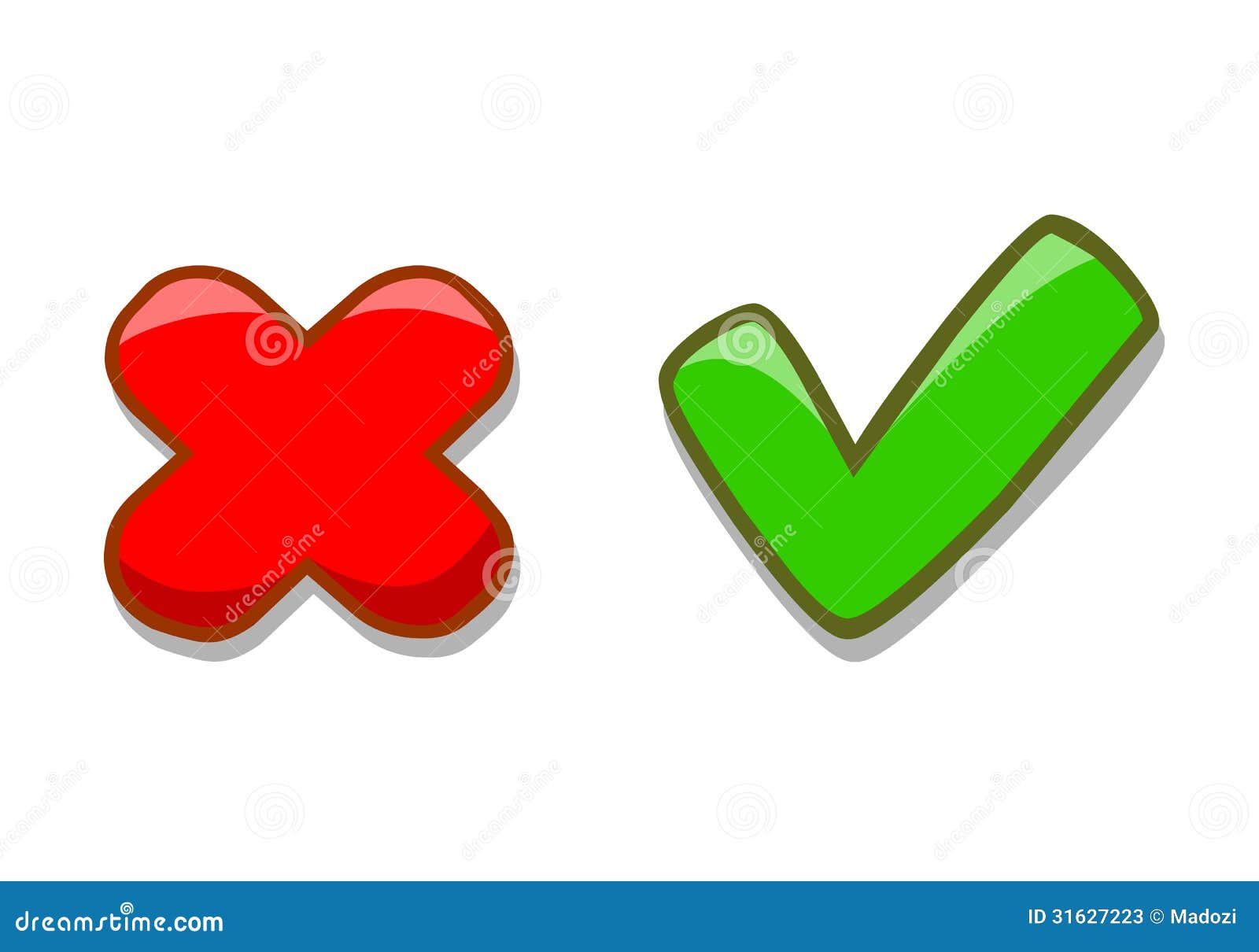 Muestras Correctas E Incorrectas De La Marca De Verificación Stock de ...