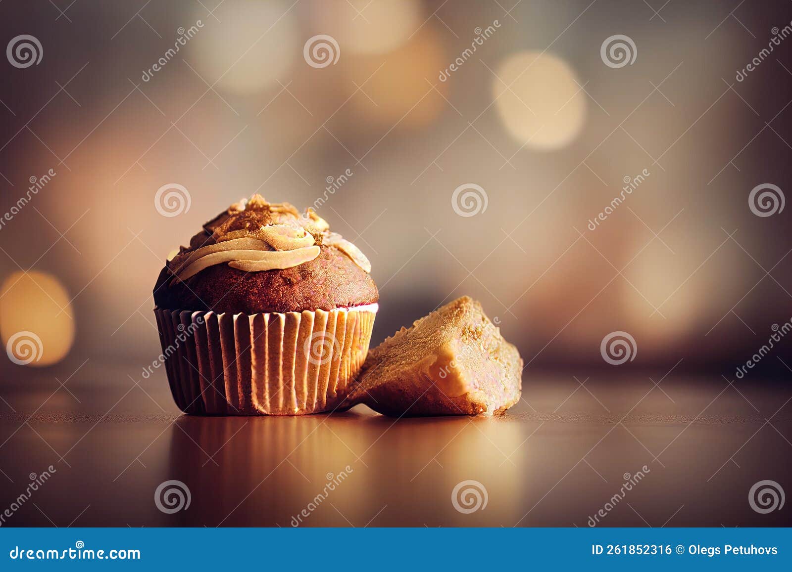 A Muffin with a Bite Taken Out of it Sitting on a Table with a Blurry ...