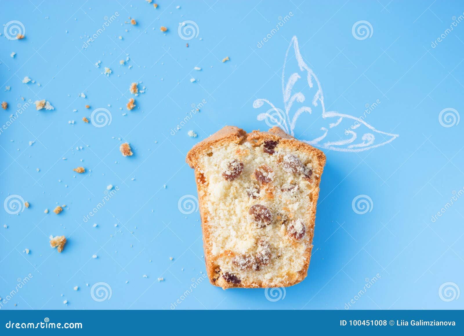 Muffin on blue background stock photo. Image of cupcake - 100451008