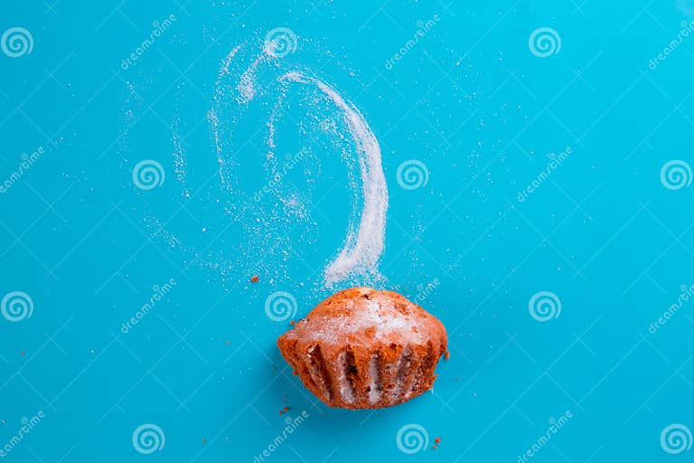 Muffin on the Blue Background Stock Image - Image of eating, gourmet ...