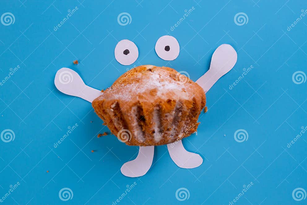 Muffin on the Blue Background Stock Photo - Image of diet, cartoon ...
