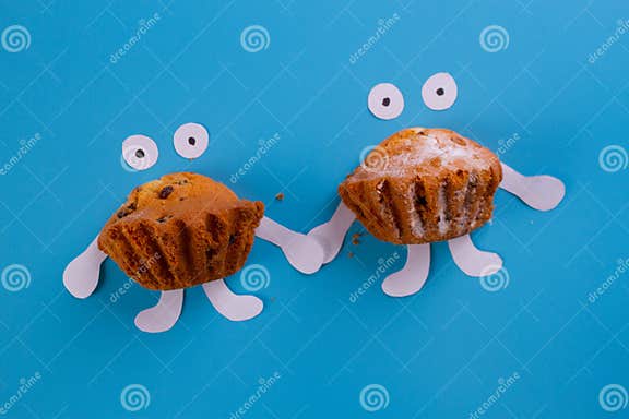 Muffin on the Blue Background Stock Image - Image of background ...