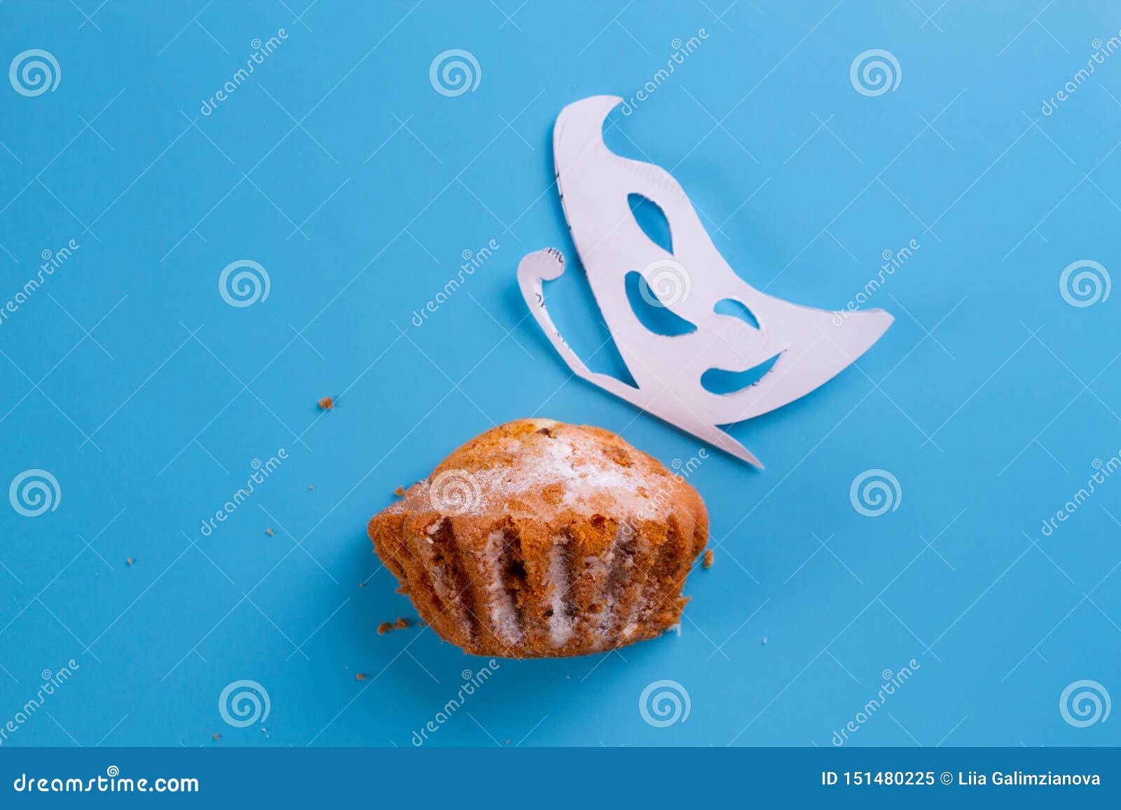 Muffin on the Blue Background Stock Image - Image of pastry, berries ...
