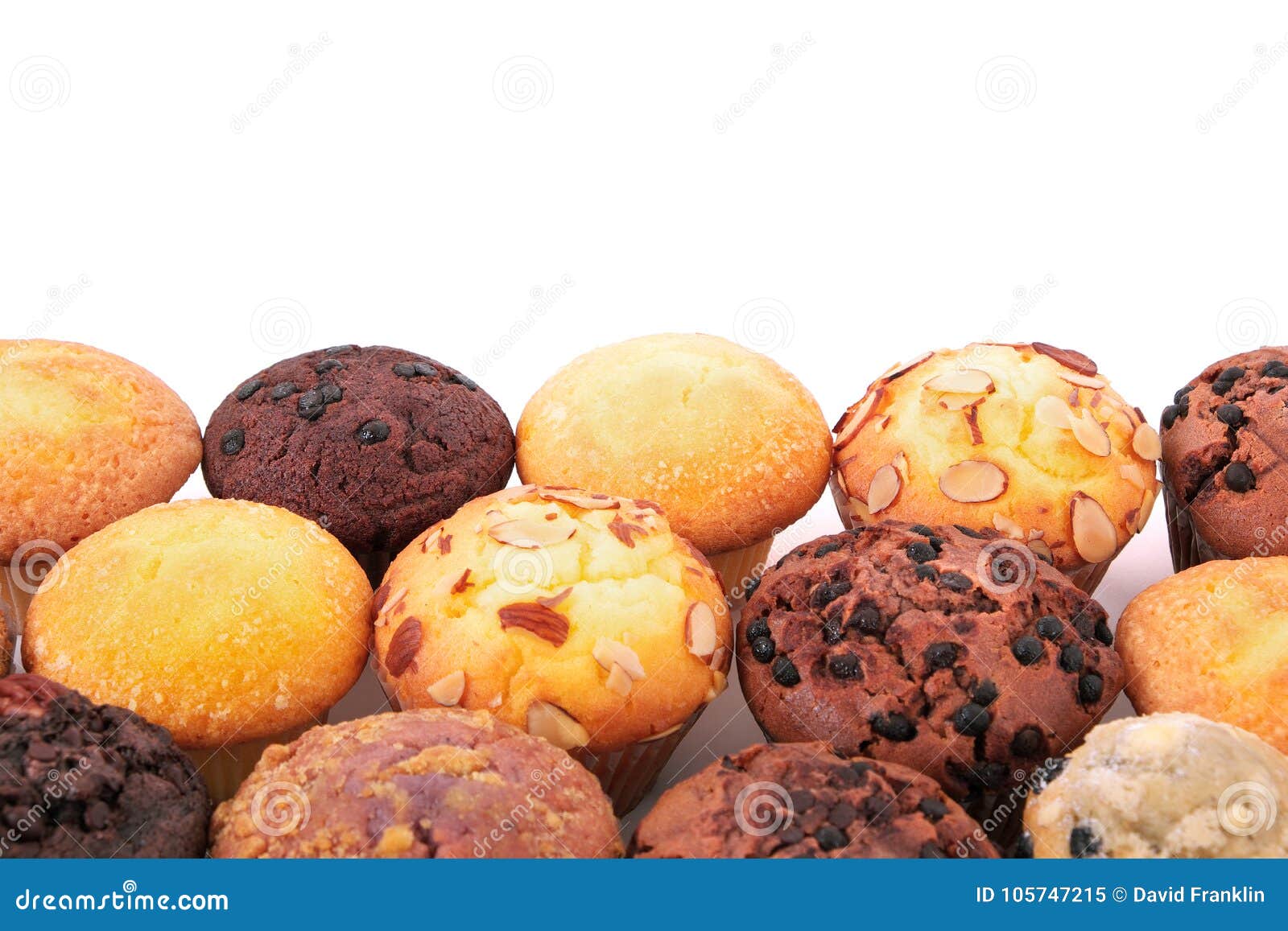 Muffin Cakes in a Row White Background Stock Image - Image of case ...