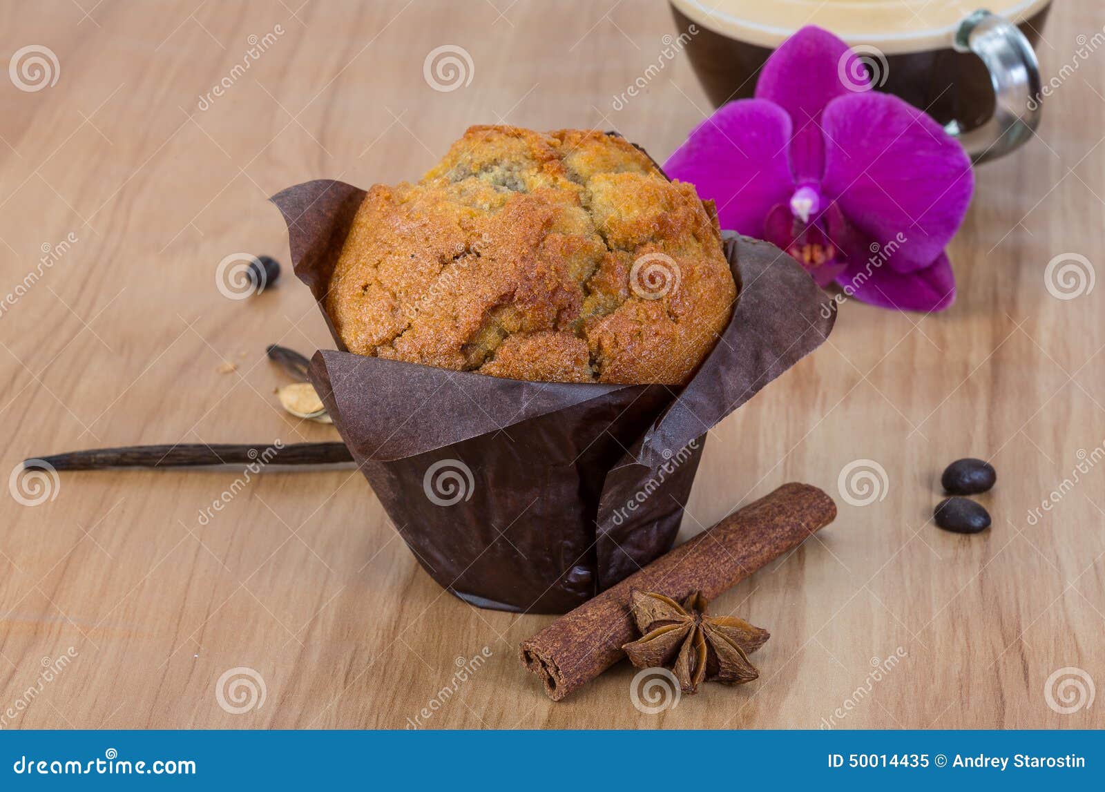Muffin with coffee stock image. Image of cupcake, served - 50014435
