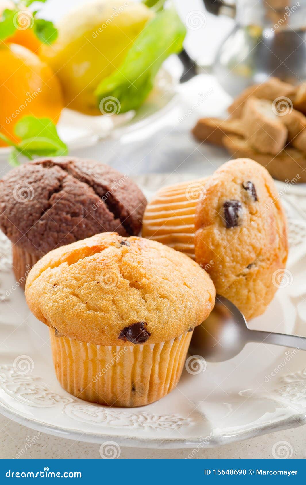 Muffin on dish stock photo. Image of bakery, delicious - 15648690