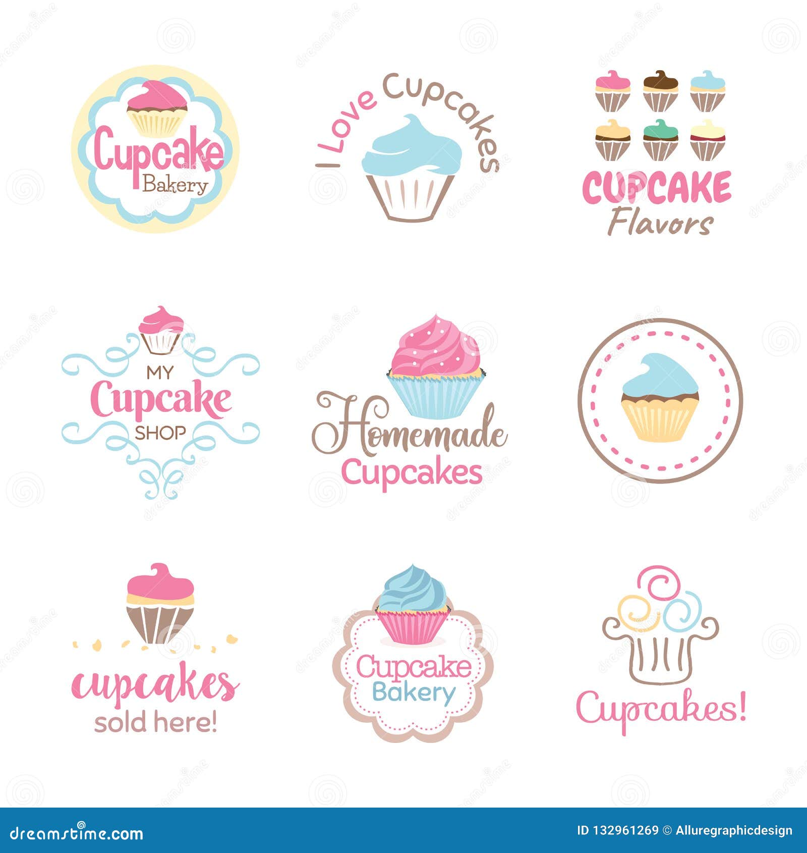 Muffin Logo Icon Banner Design Set Stock Illustrationer - Illustration ...
