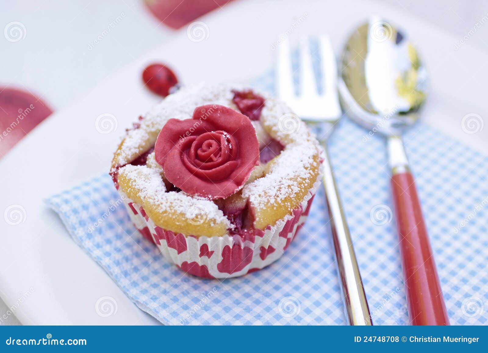 Muffin with marchpane rose stock photo. Image of candy - 24748708