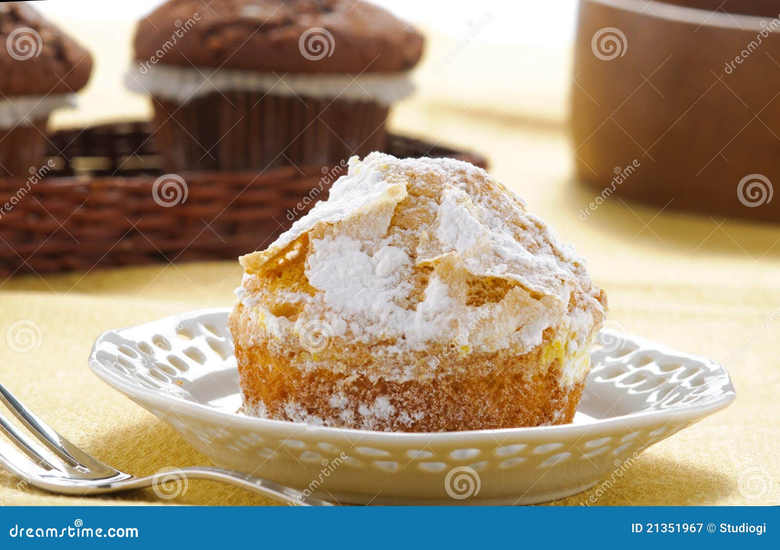 Muffin with powdered sugar stock image. Image of sugar - 21351967