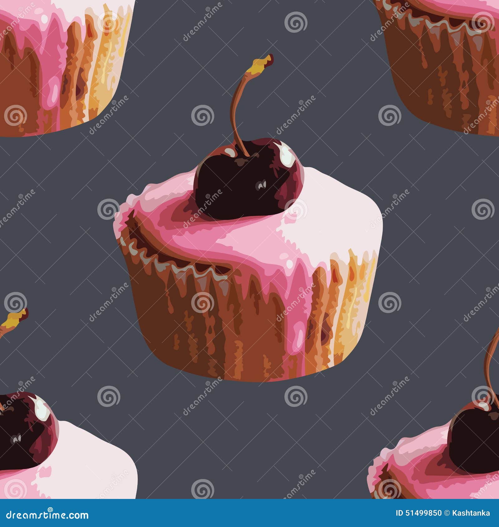 Muffin 2 stock vector. Illustration of cherry, biscuit - 51499850