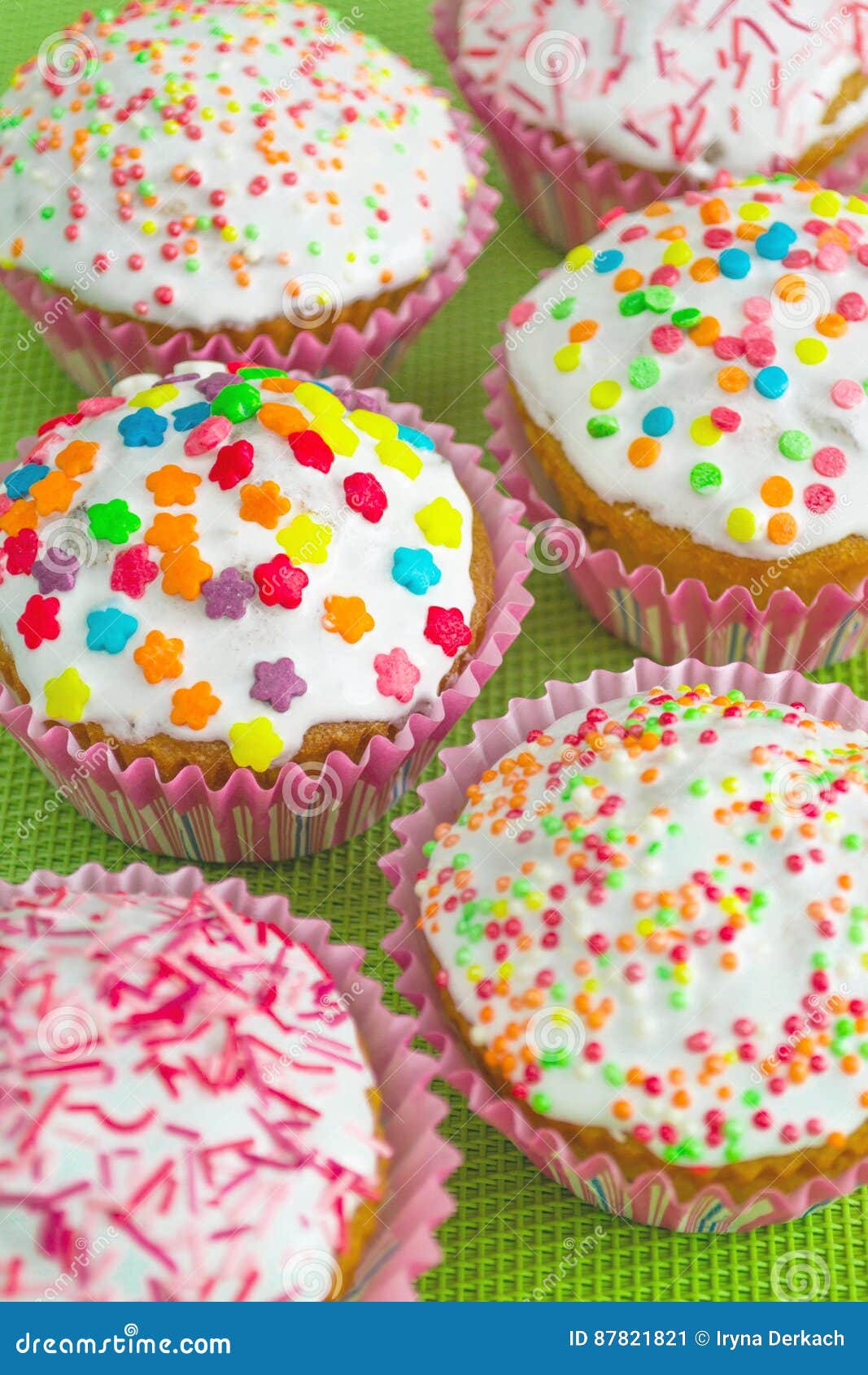 Muffins stock image. Image of glaze, color, cream, sugar - 87821821