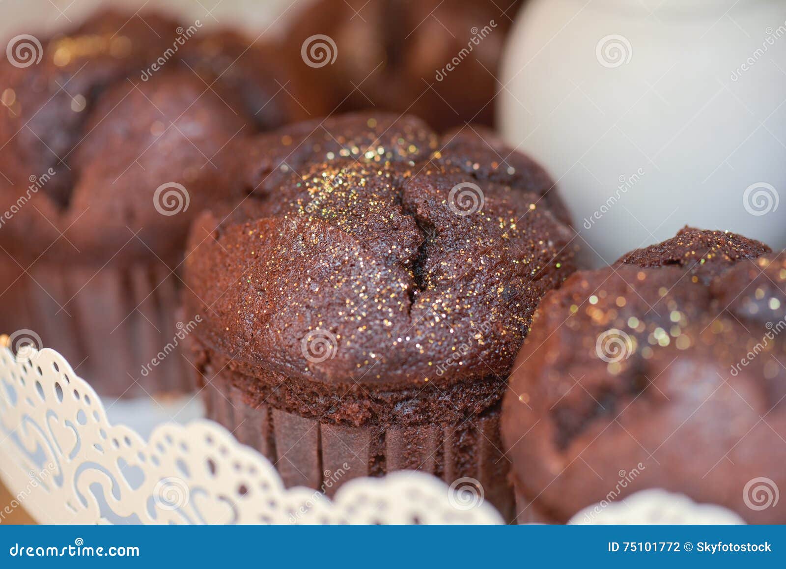 Muffins with gold dust stock photo. Image of bright, muffins - 75101772