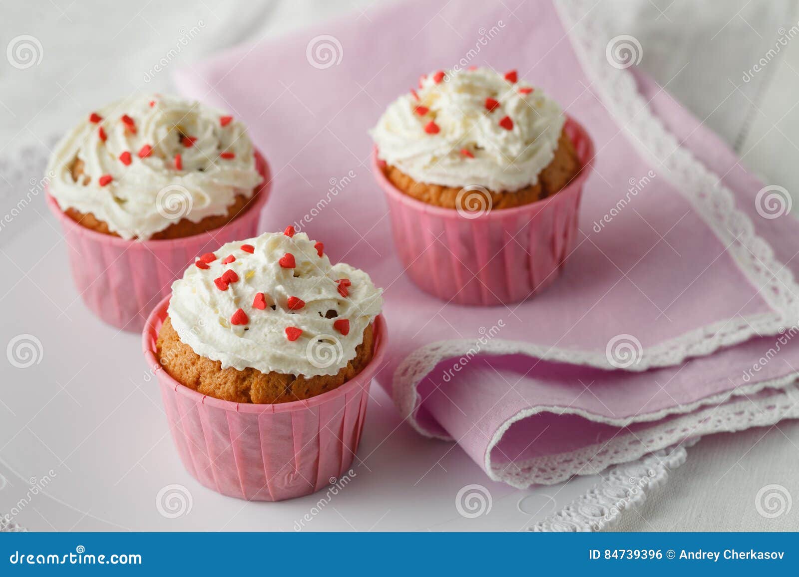 Muffins with Heart Decorations Stock Photo - Image of celebration ...