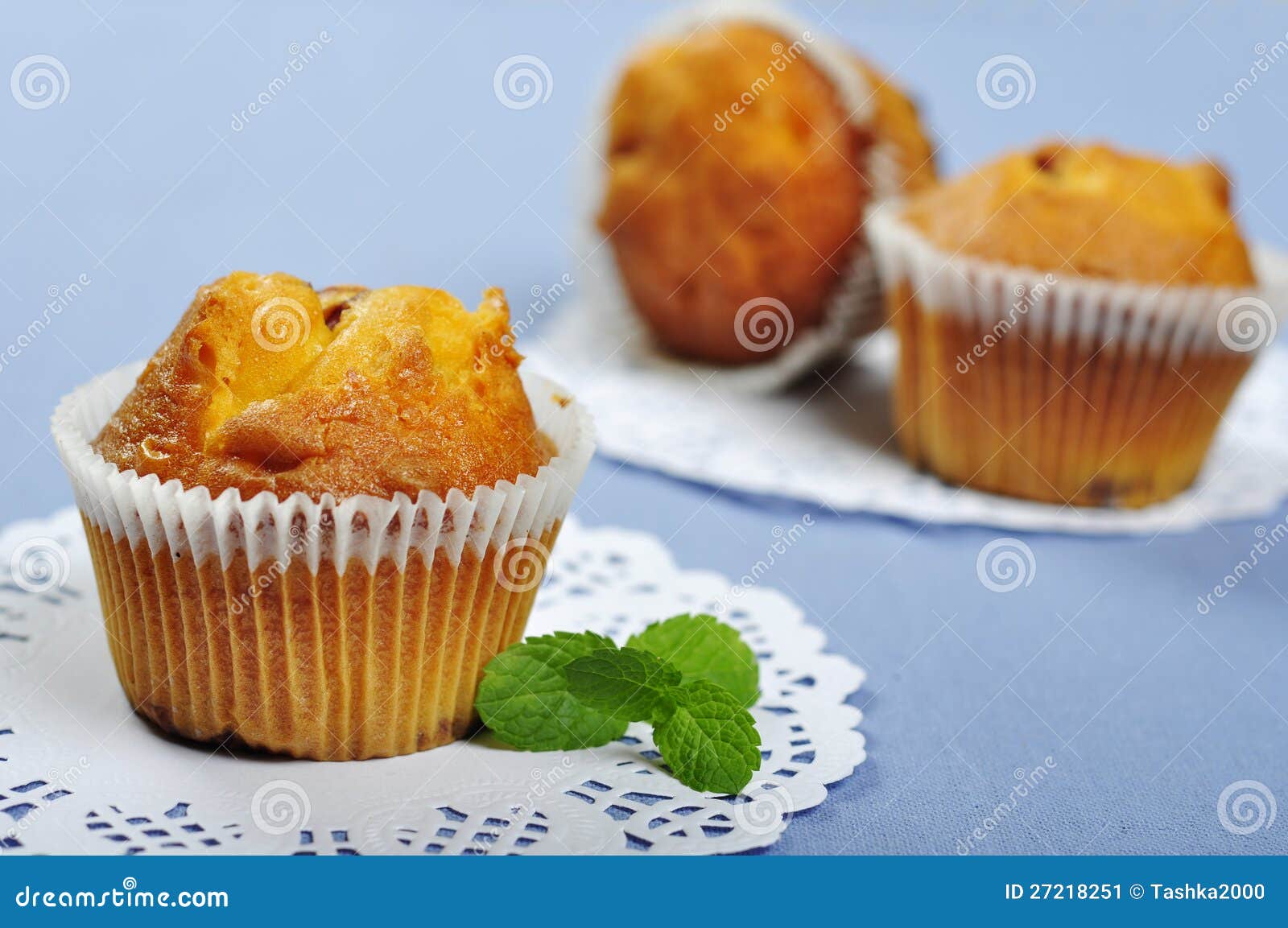 Muffins with mint stock image. Image of snack, buttercream - 27218251