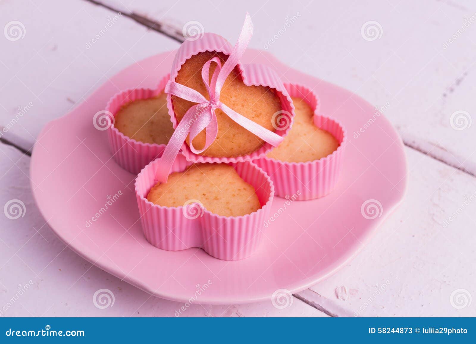 Muffins in Pink Forms for Baking (in the Form of Heart). Stock Image ...