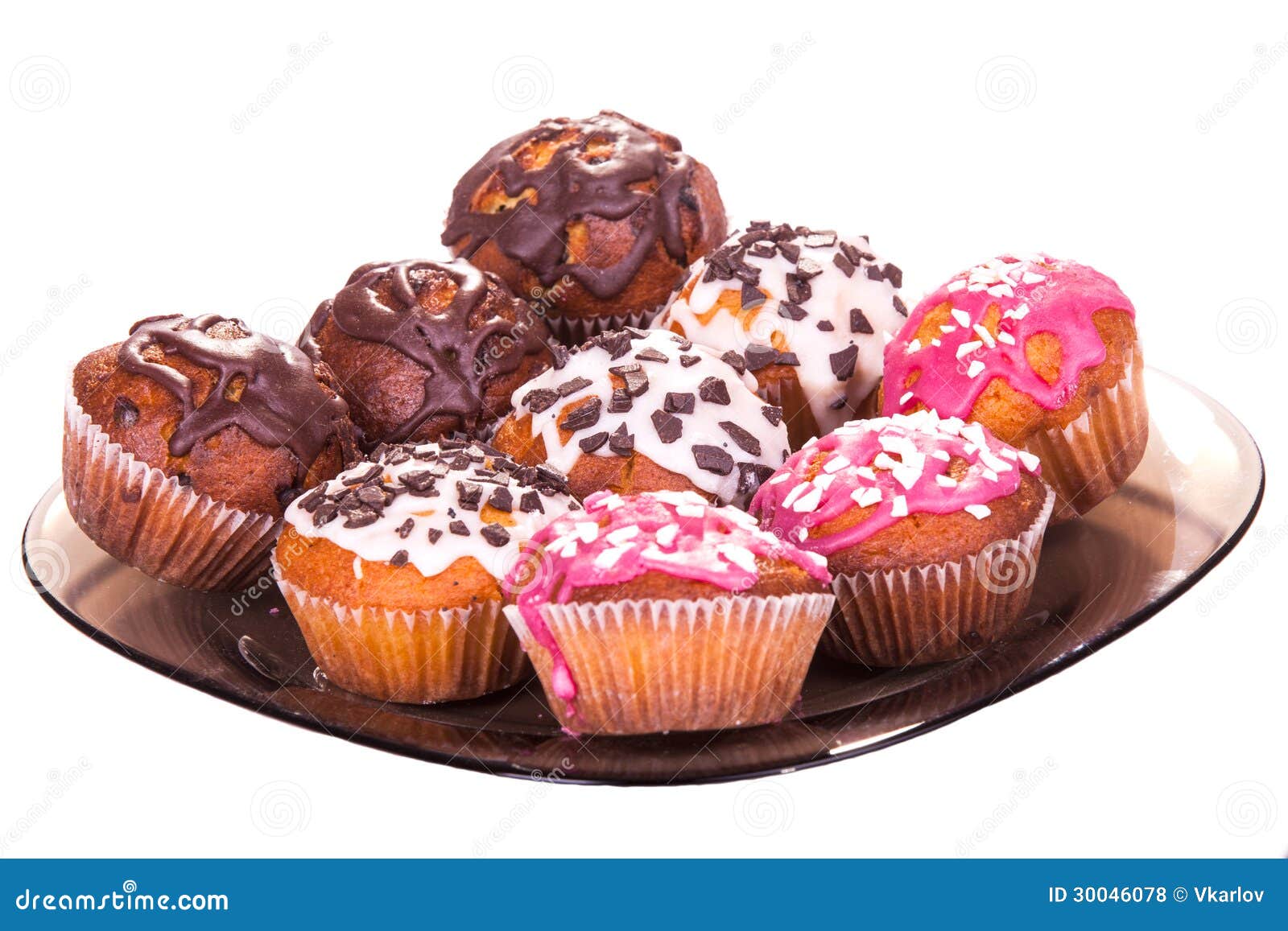 Muffins on a Plate on White Isolated Stock Photo - Image of closeup ...