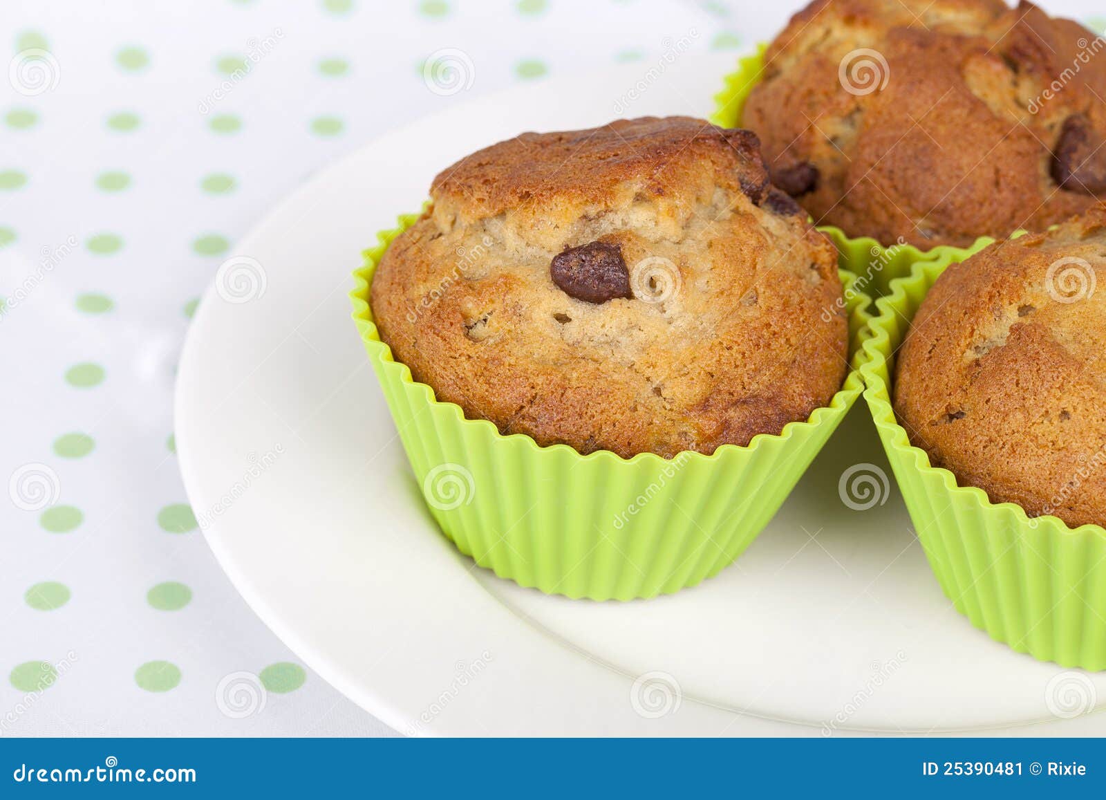Muffins on white plate stock image. Image of close, cupcake - 25390481