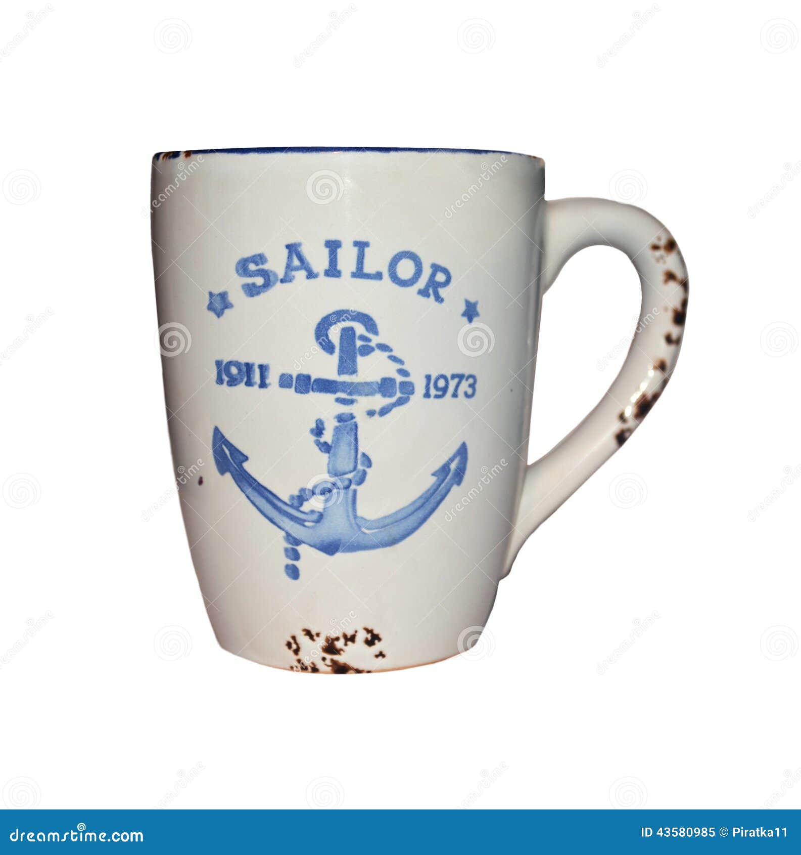 Mug with anchor stock image. Image of blue, isolated - 43580985
