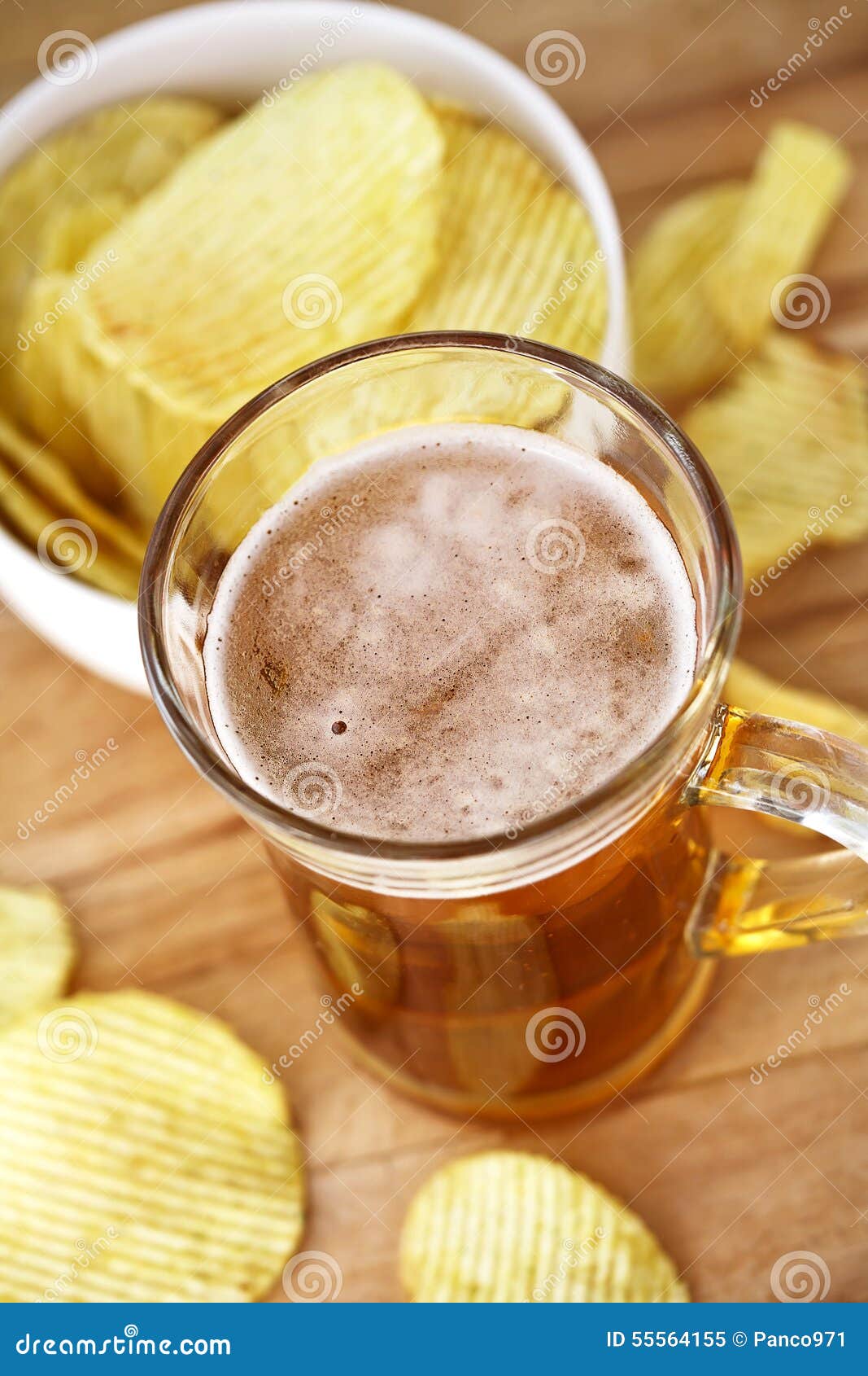 Mug of Beer and Baked Potato Chips Stock Image - Image of drink, lunch ...