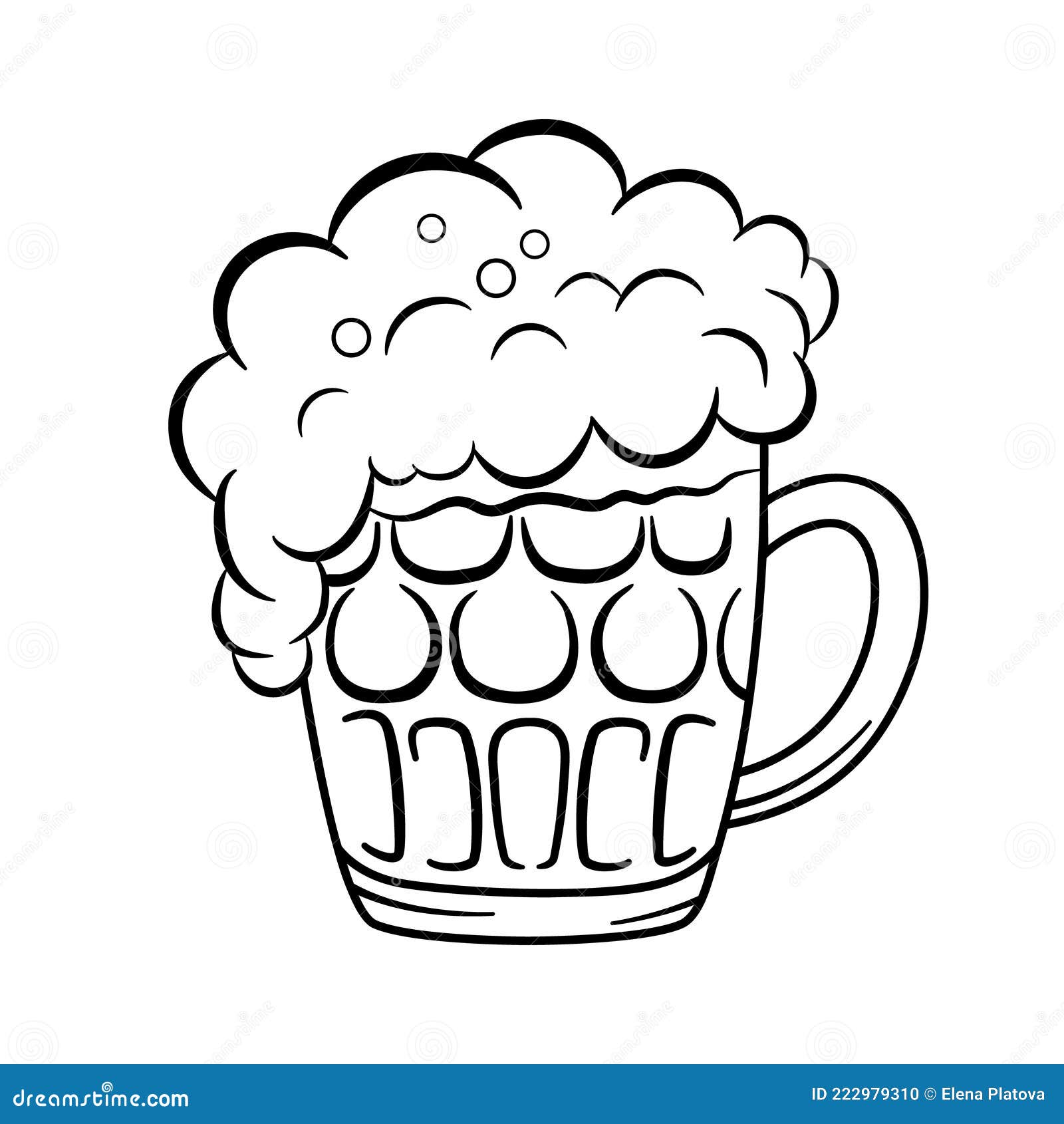 Mug of Beer with Foam. Vector Outline Icon Stock Vector - Illustration ...