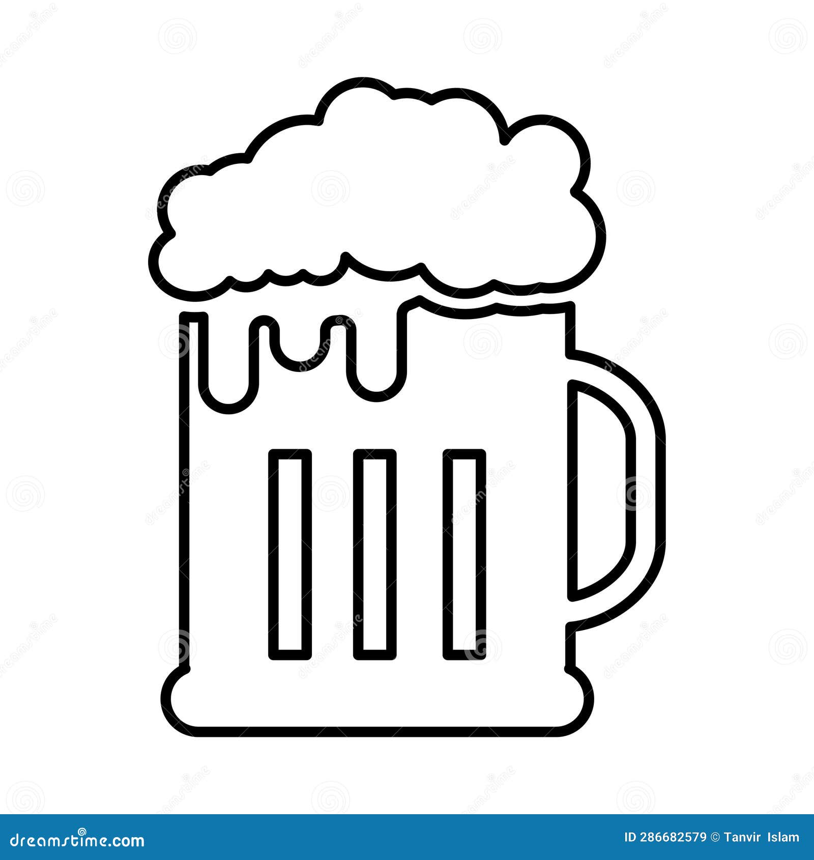 Mug with Beer Icon in Outline Style Stock Vector - Illustration of ...