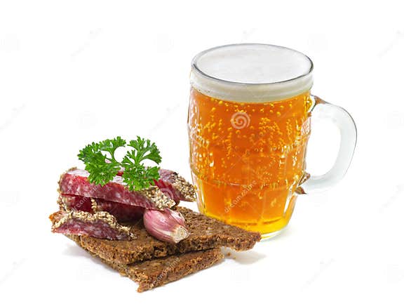 Mug of beer and salami stock image. Image of food, alcohol - 26052021