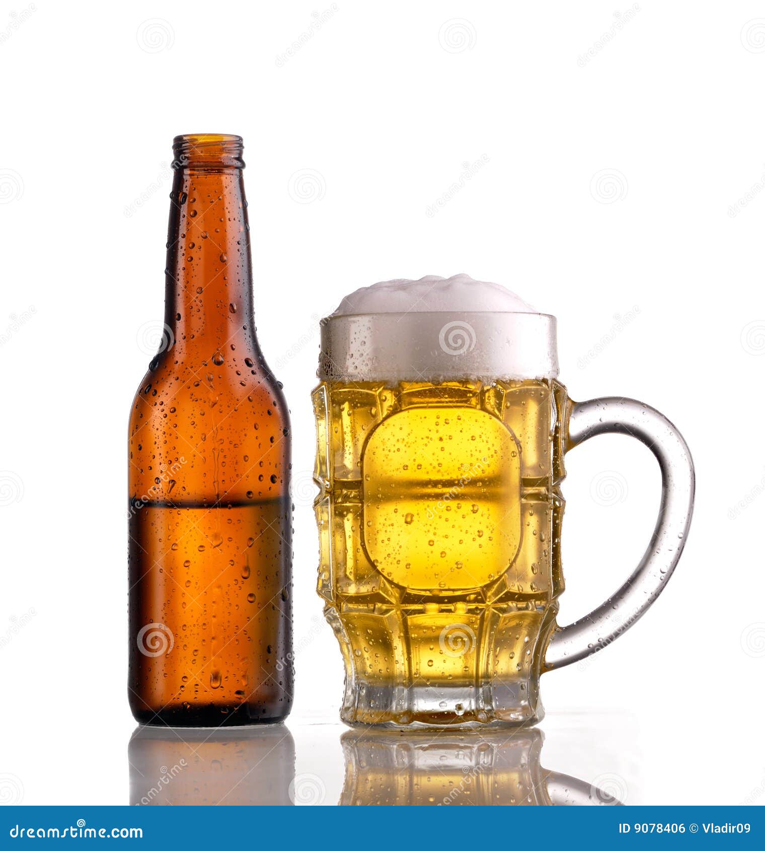 Mug and bottle of beer stock photo. Image of drops, bubble - 9078406