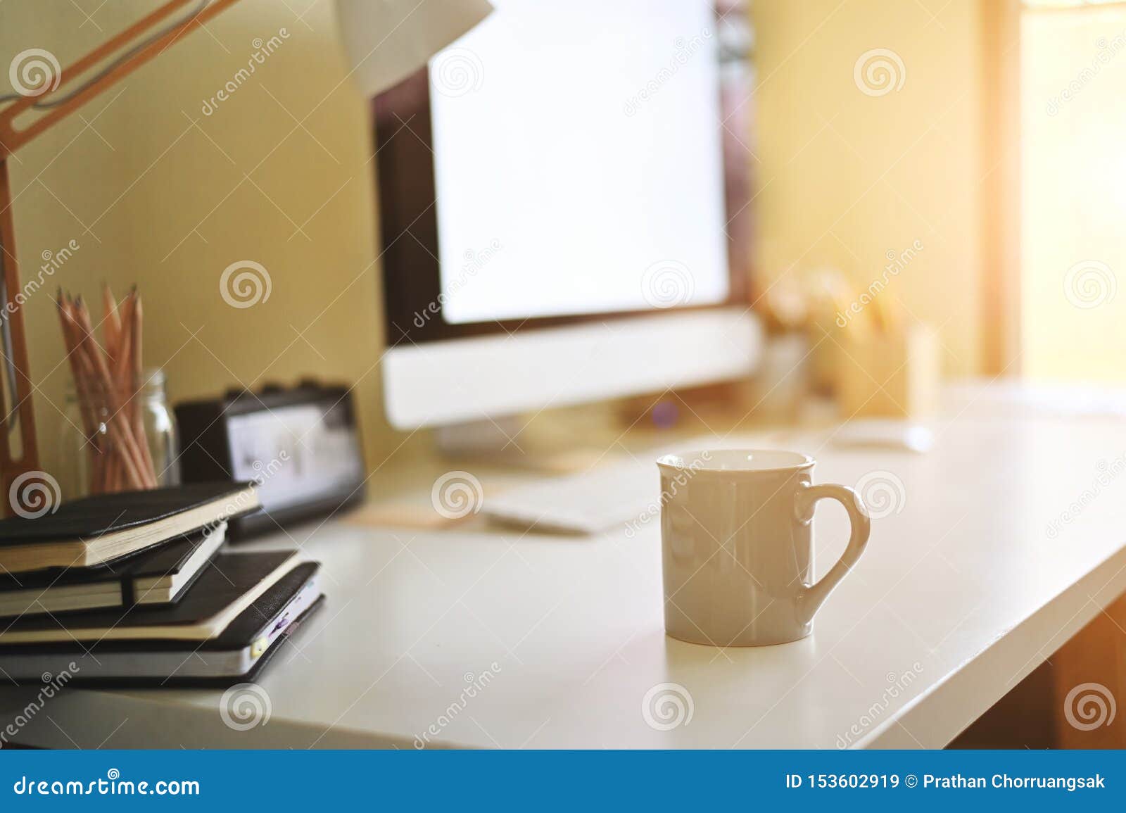 Mug of Coffee on Creative Desk Stock Image - Image of equipment ...