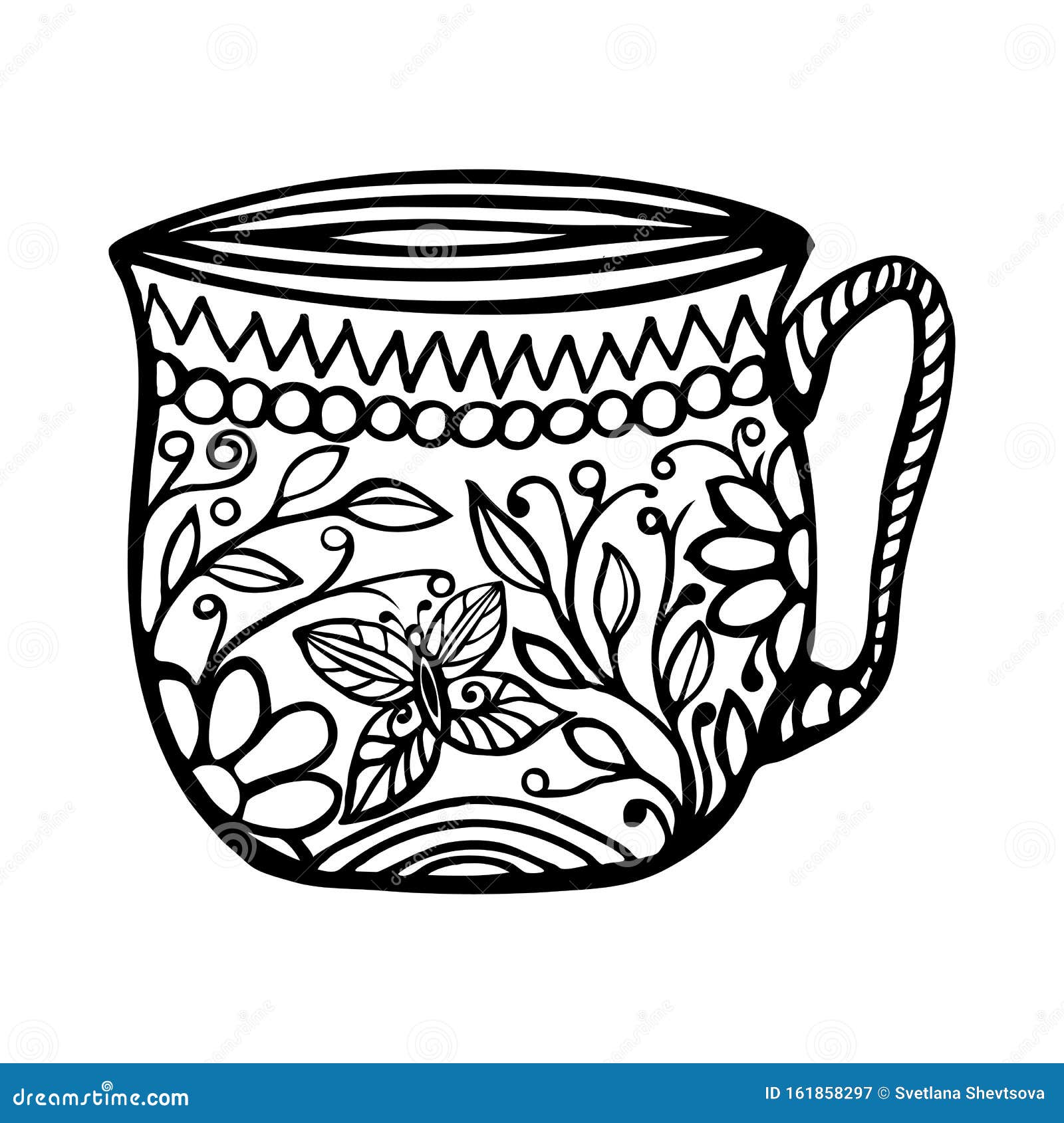 Mug - coloring, vector stock illustration. Illustration of paper ...