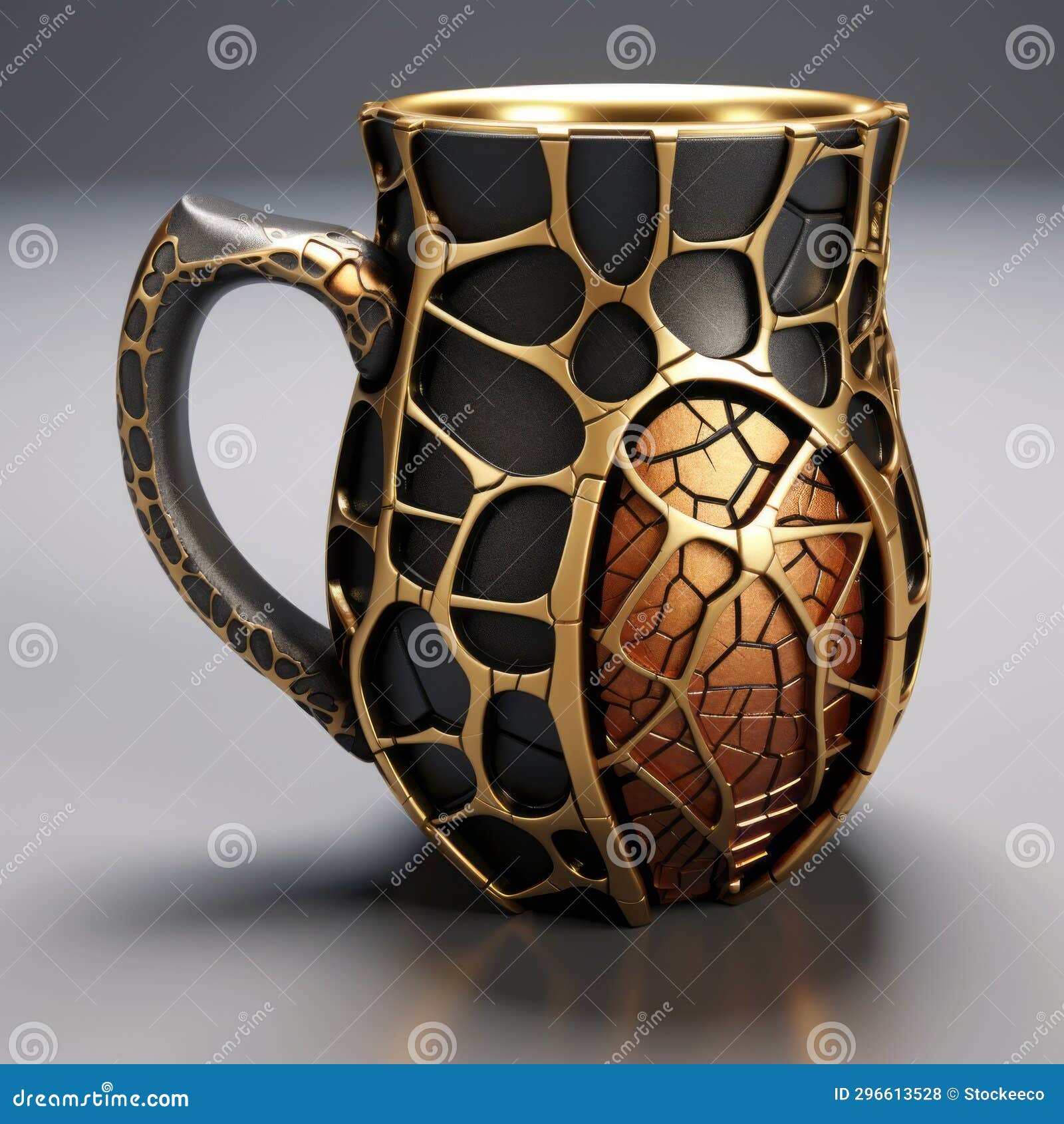 Unique 3d Coffee Mug with Realistic Details in Black and Gold Stock ...