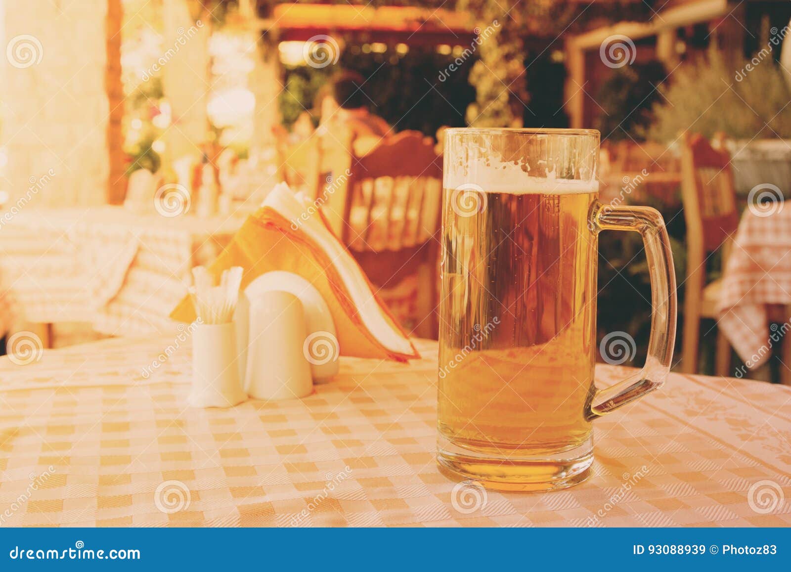 Mug of Draft Beer on Restaurant Table Stock Image - Image of beer ...