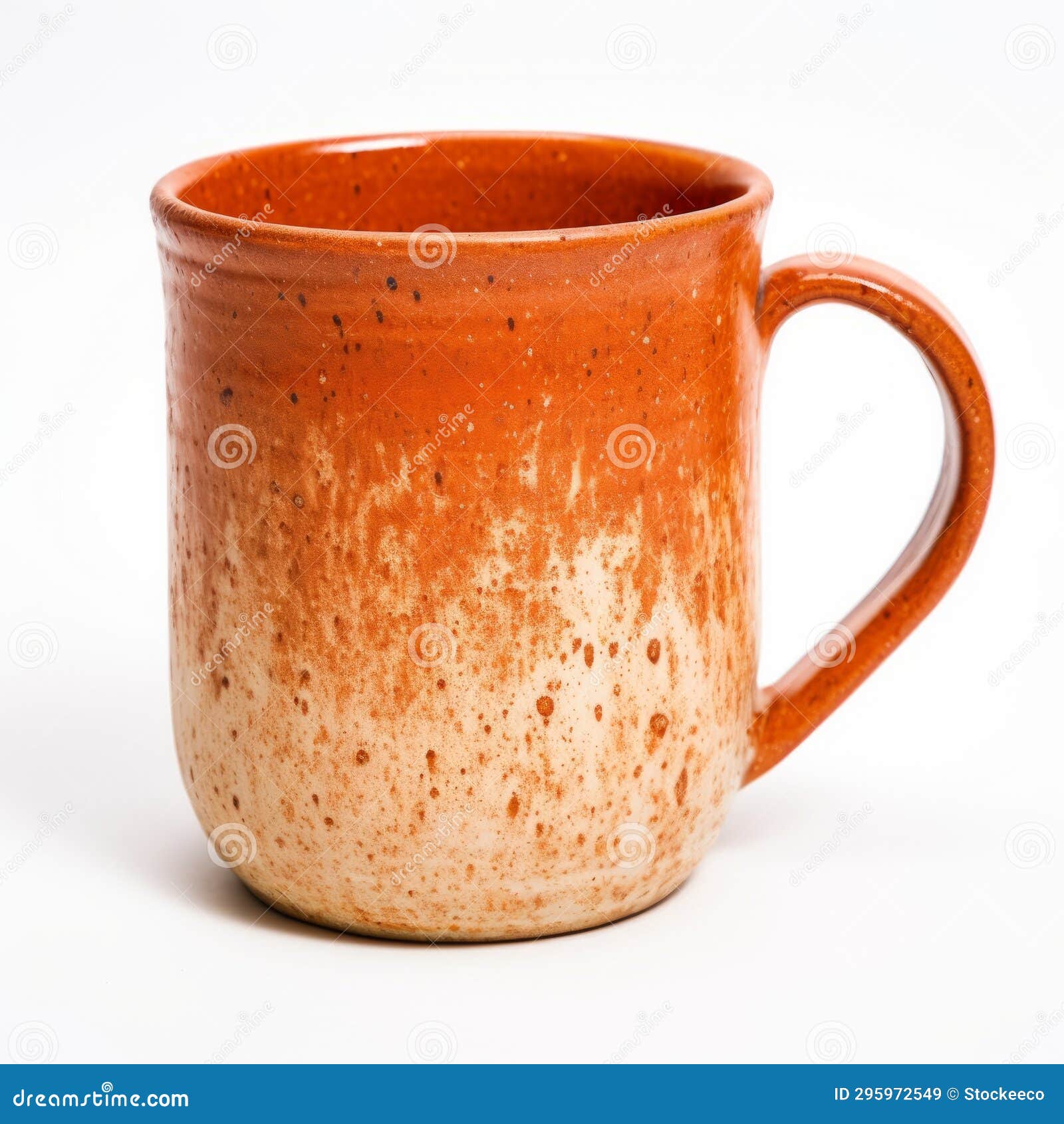 Handmade Clay Mug with Dark Orange and White Design Stock Illustration ...