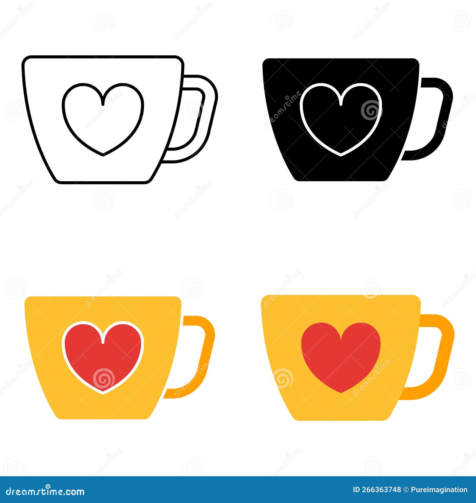 Mug in flat style isolated stock vector. Illustration of dating - 266363748