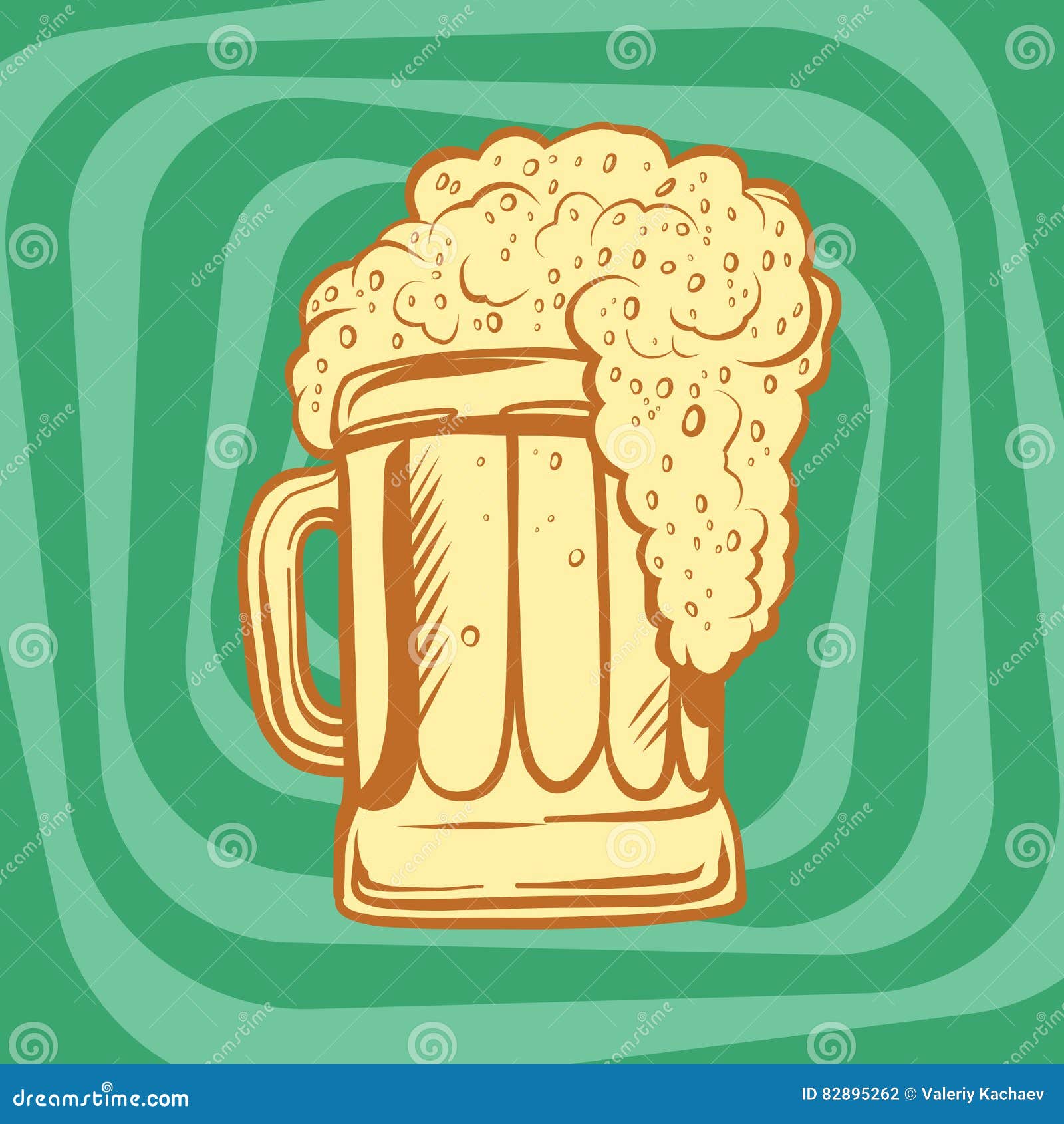 Mug of foamy beer stock vector. Illustration of celebration - 82895262